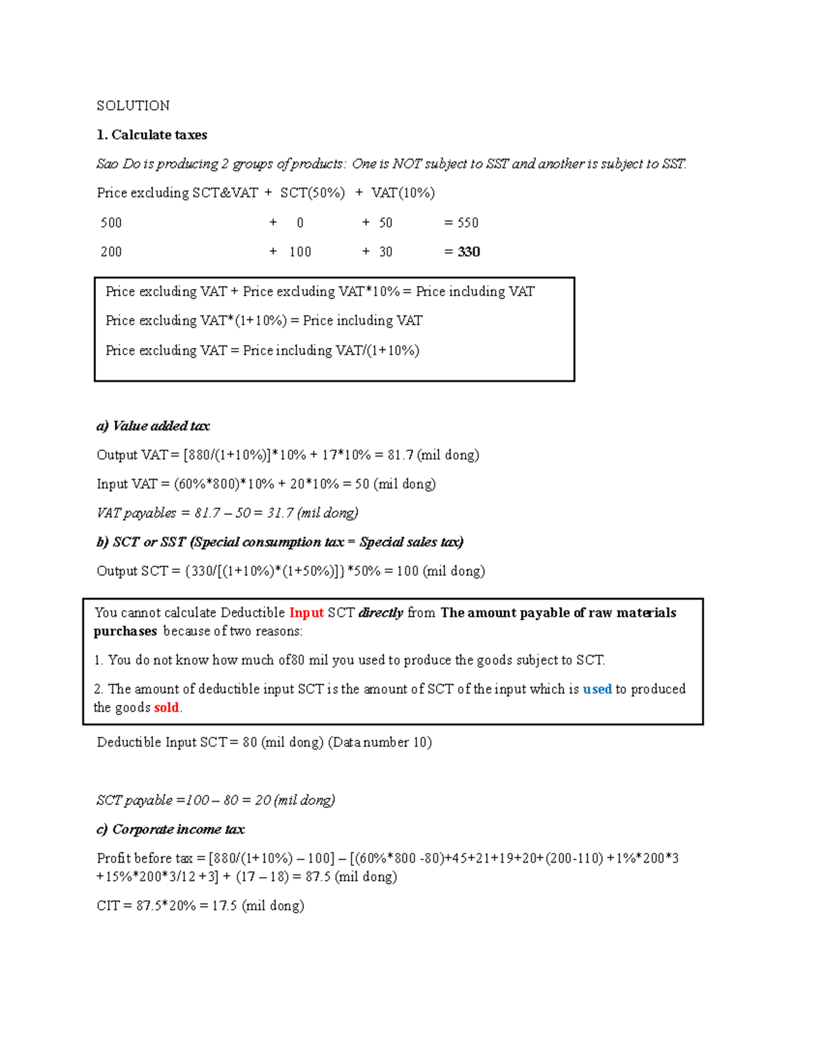 Tax Calculation and Financial Analysis - Problem FS Solution Key ...