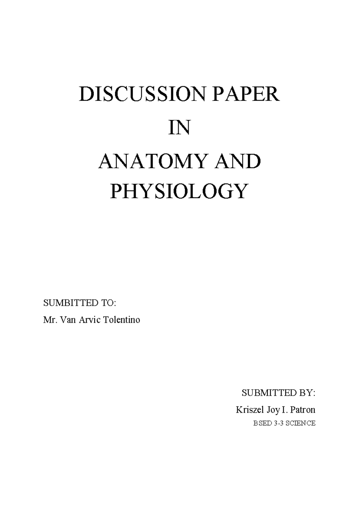 BSED SCIENCE: Discussion Paper on Pneumonia in Anatomy & Physiology ...