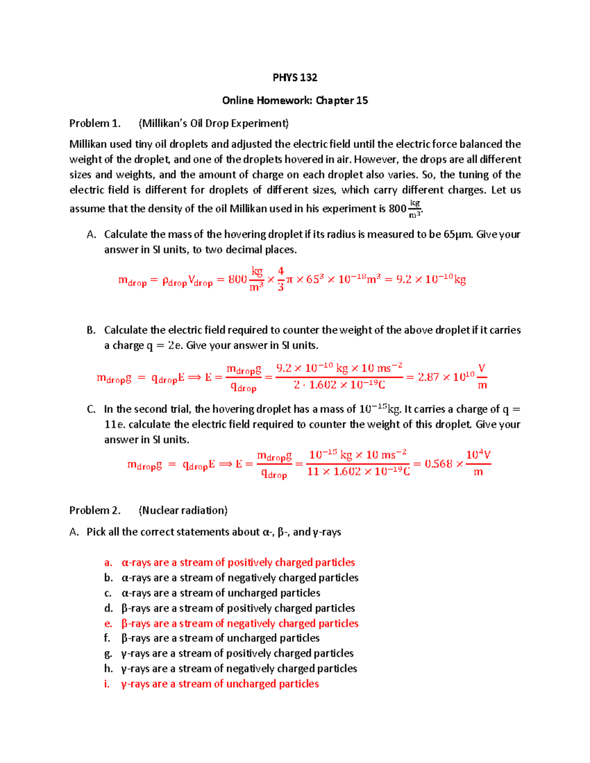 PHYS 132 Online Homework Solutions for Chapter 15 Problems - Studocu