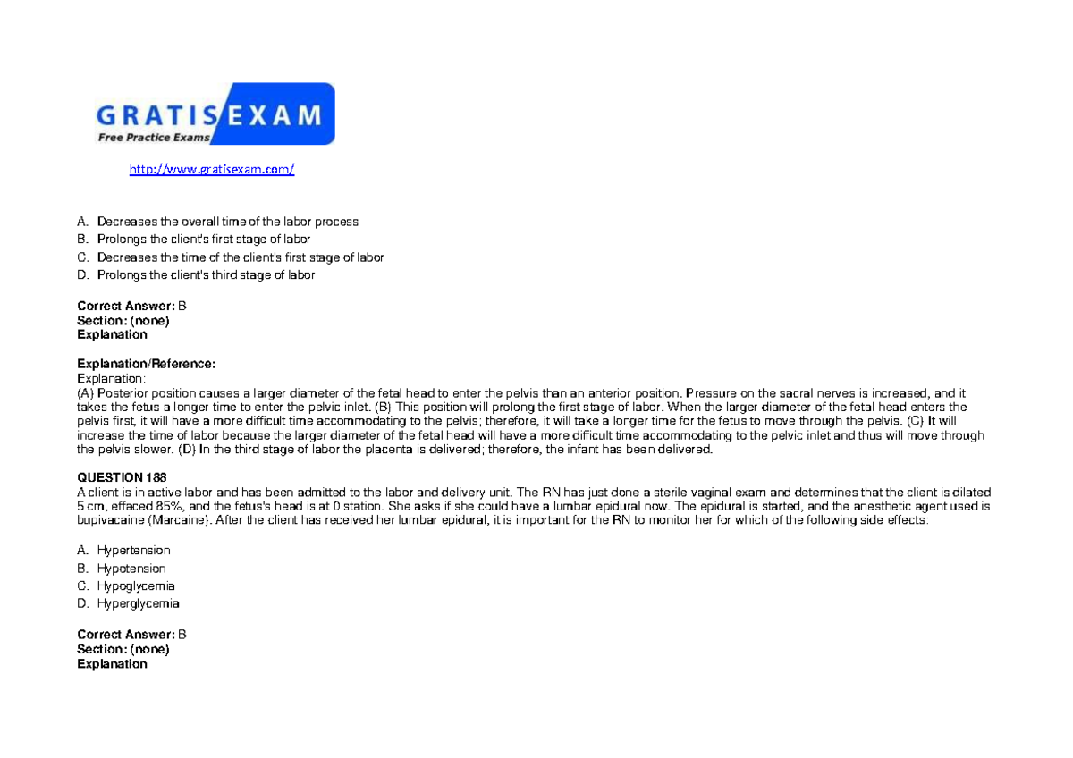 NEW GEN NCLEX-RN 2026: Labor Process and Epidural Effects - Studocu