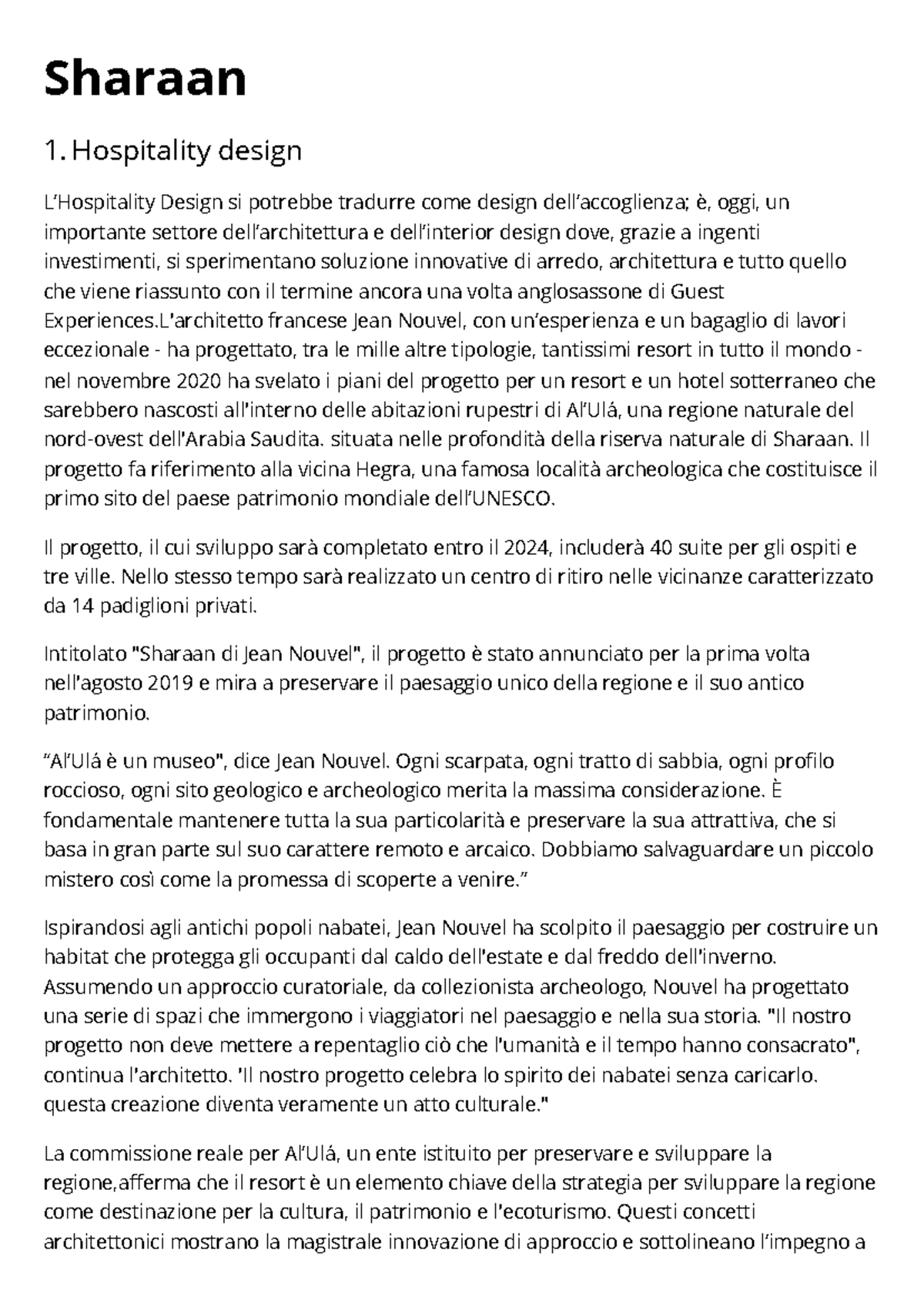 Sharaan 1. Progetto di Design del Resort di Jean Nouvel nella Riserva ...