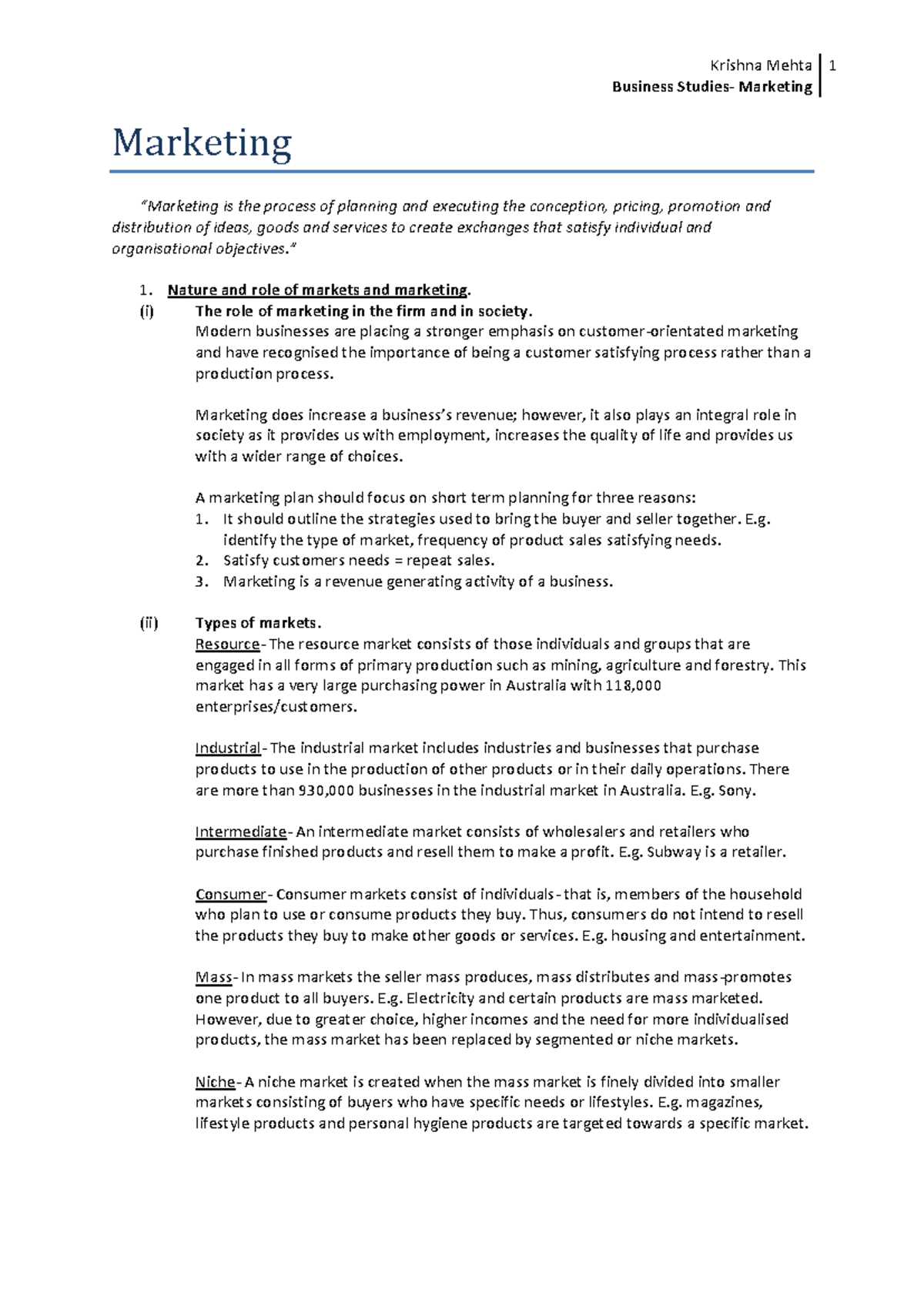 BSMK101: Comprehensive Marketing Notes & Strategies Overview - Studocu