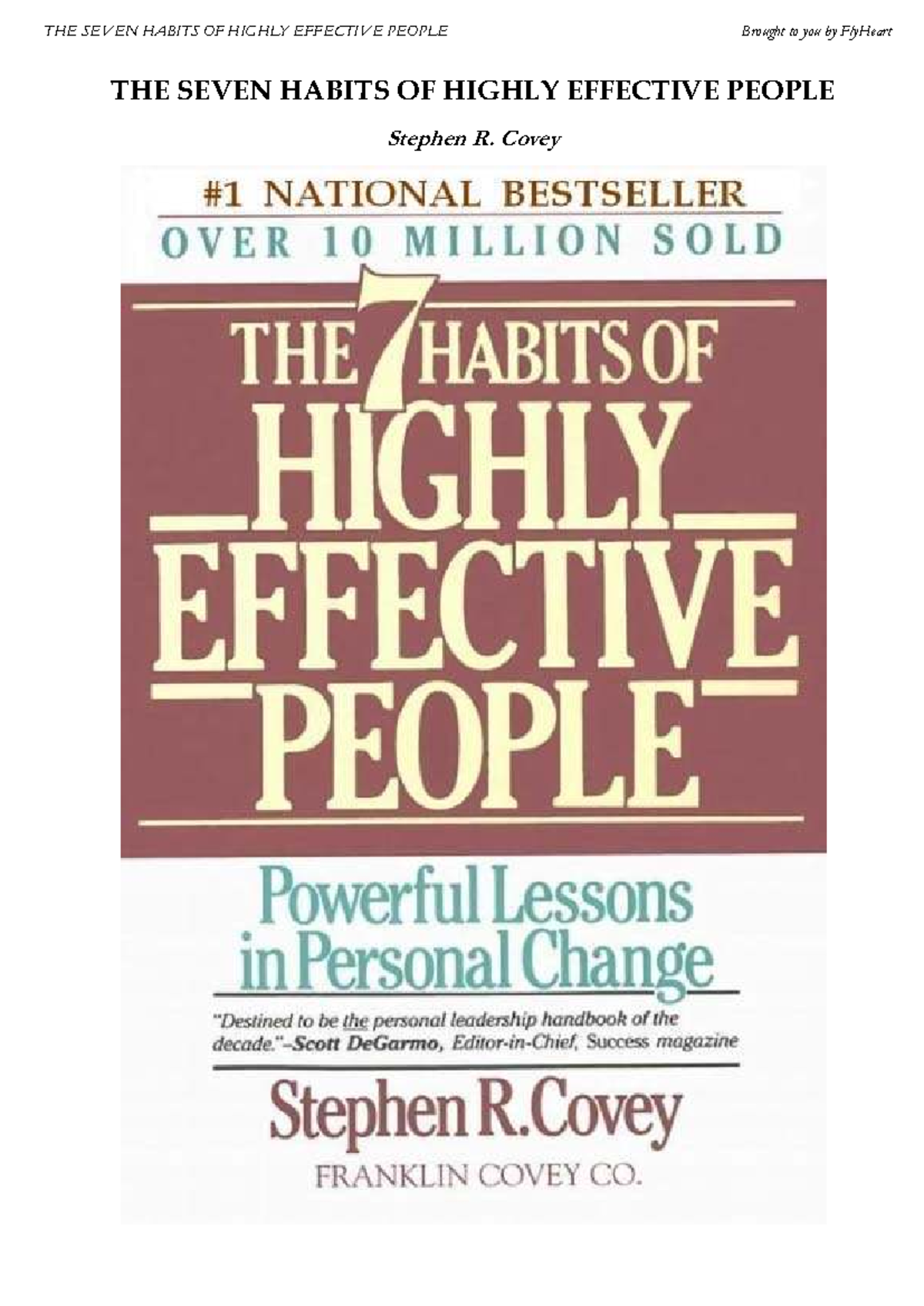 Effective People: Insights and Reflections on Covey's Principles - Studocu