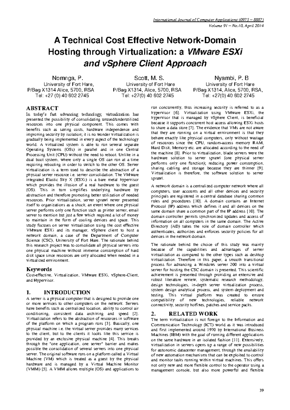 ATechnical Cost Effective Network-Domain - Volume 91 – No, April 2014 A ...