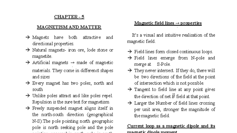 CHAPTER 5: Properties of Magnetic Field Lines in Magnetism and Matter ...