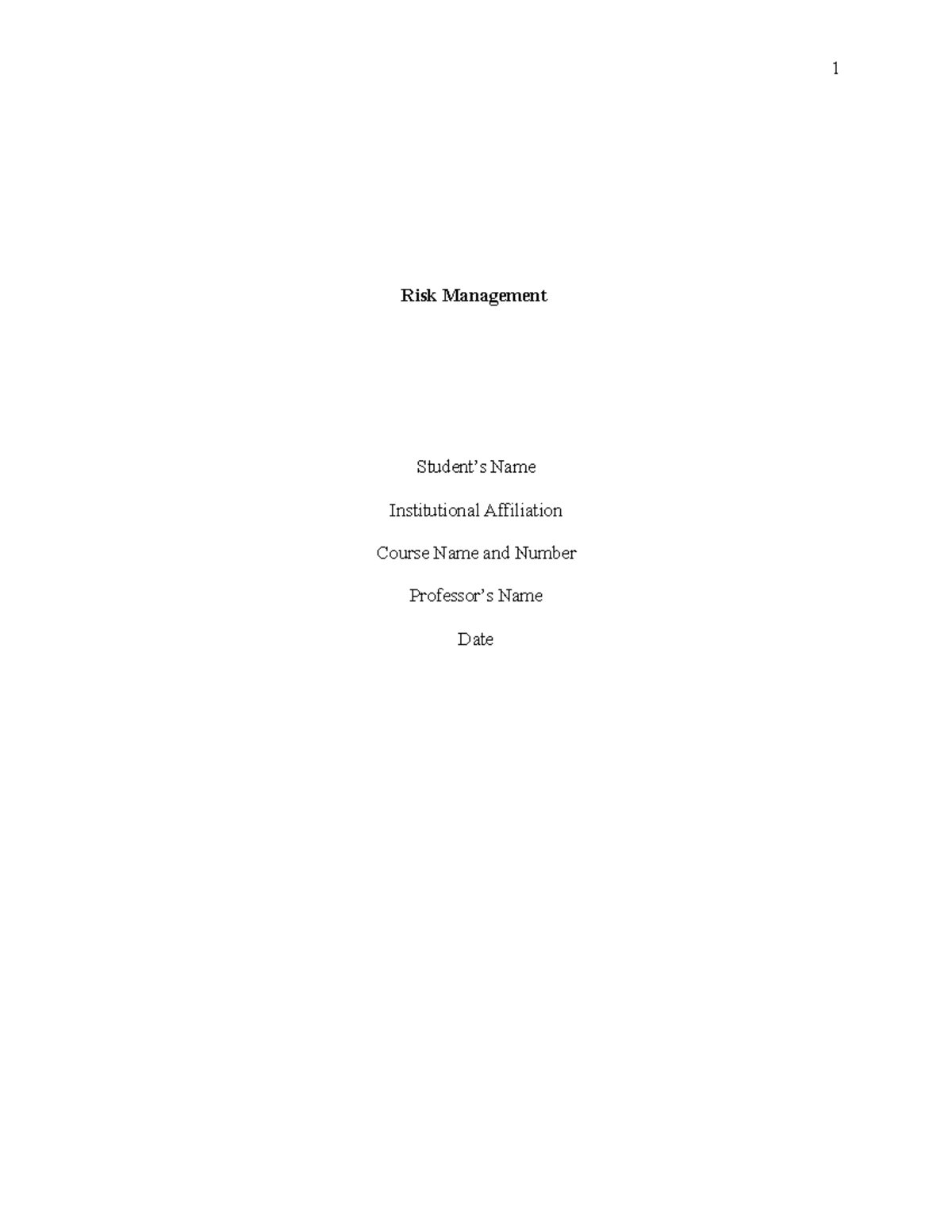Risk Management Course Overview and Class Expectations - Studocu