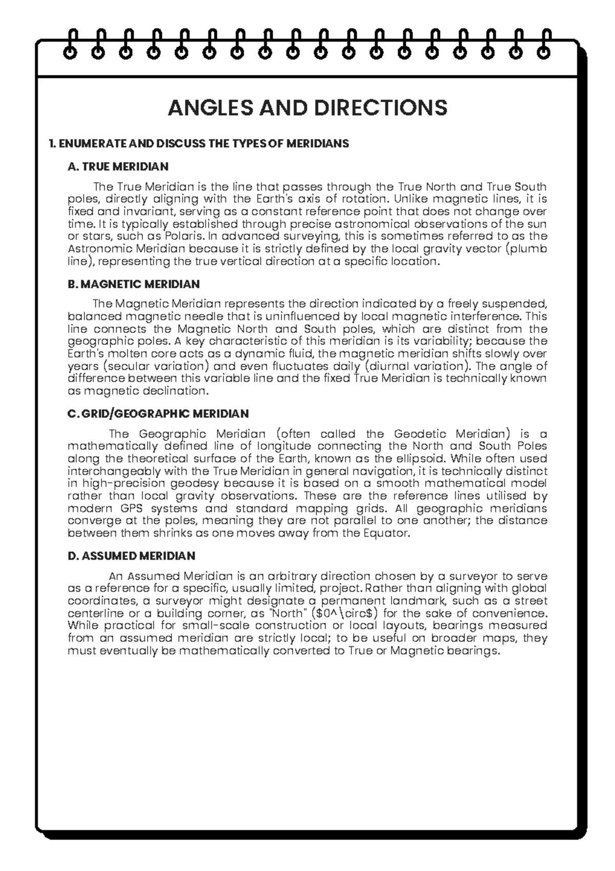 Surveying Learning 5: Types of Meridians Explained - Studocu
