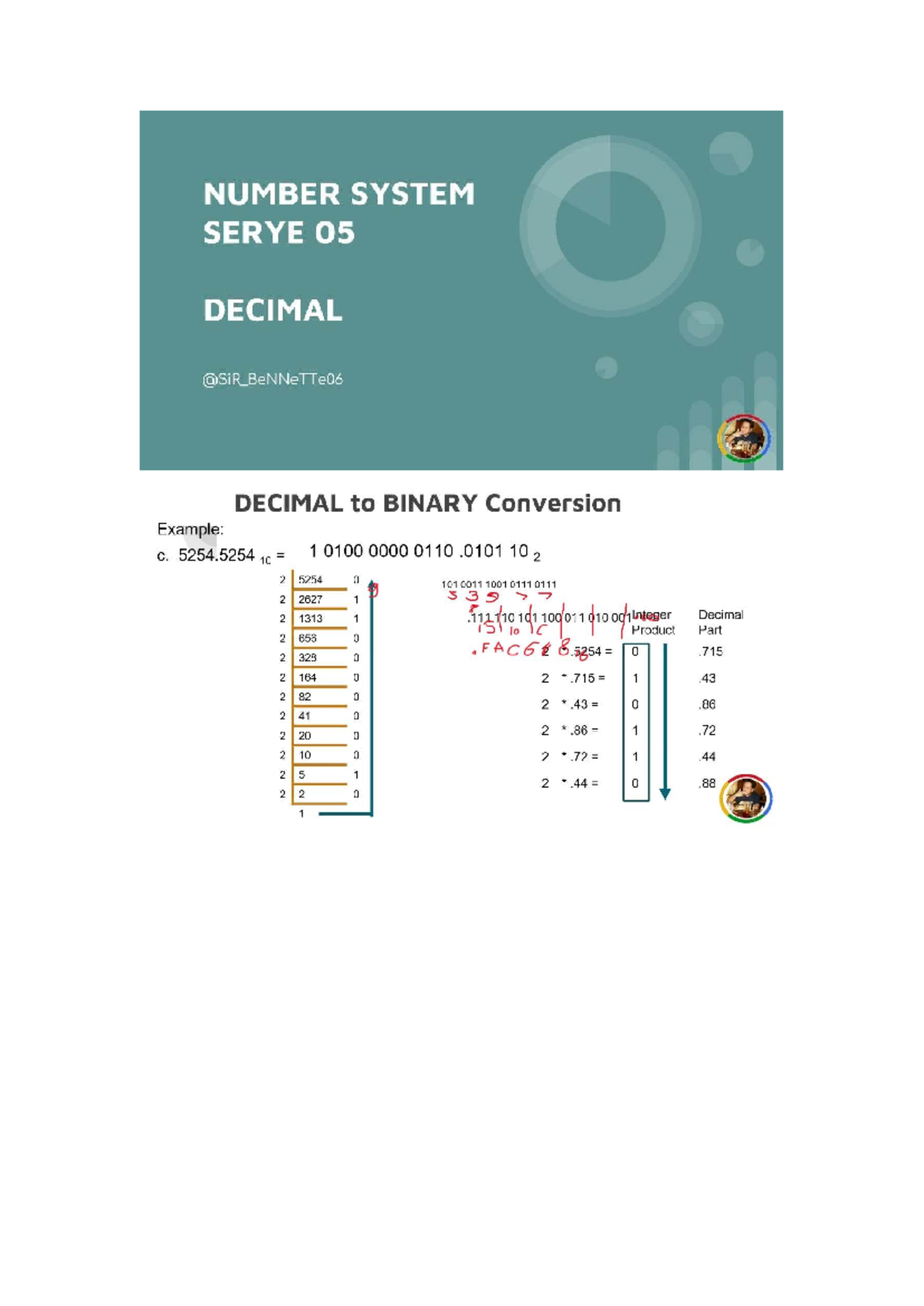 NUMBER SYSTEM SERYE 05: DECIMAL to BINARY & OCTAL Conversion - Studocu