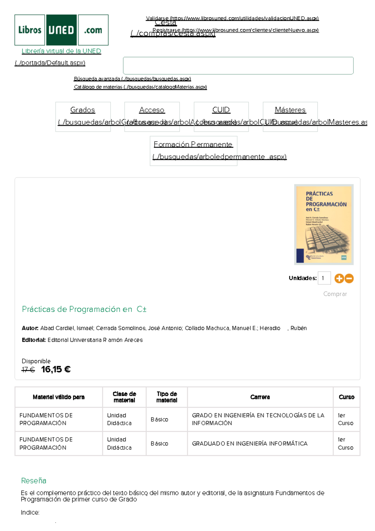 Prácticas de Programación en C+ - Grado en Ingeniería en TIC - Studocu