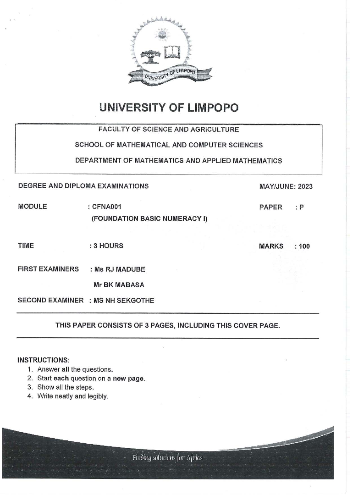 CFNA001 Final Exam Practice - May/June 2023 - Studocu