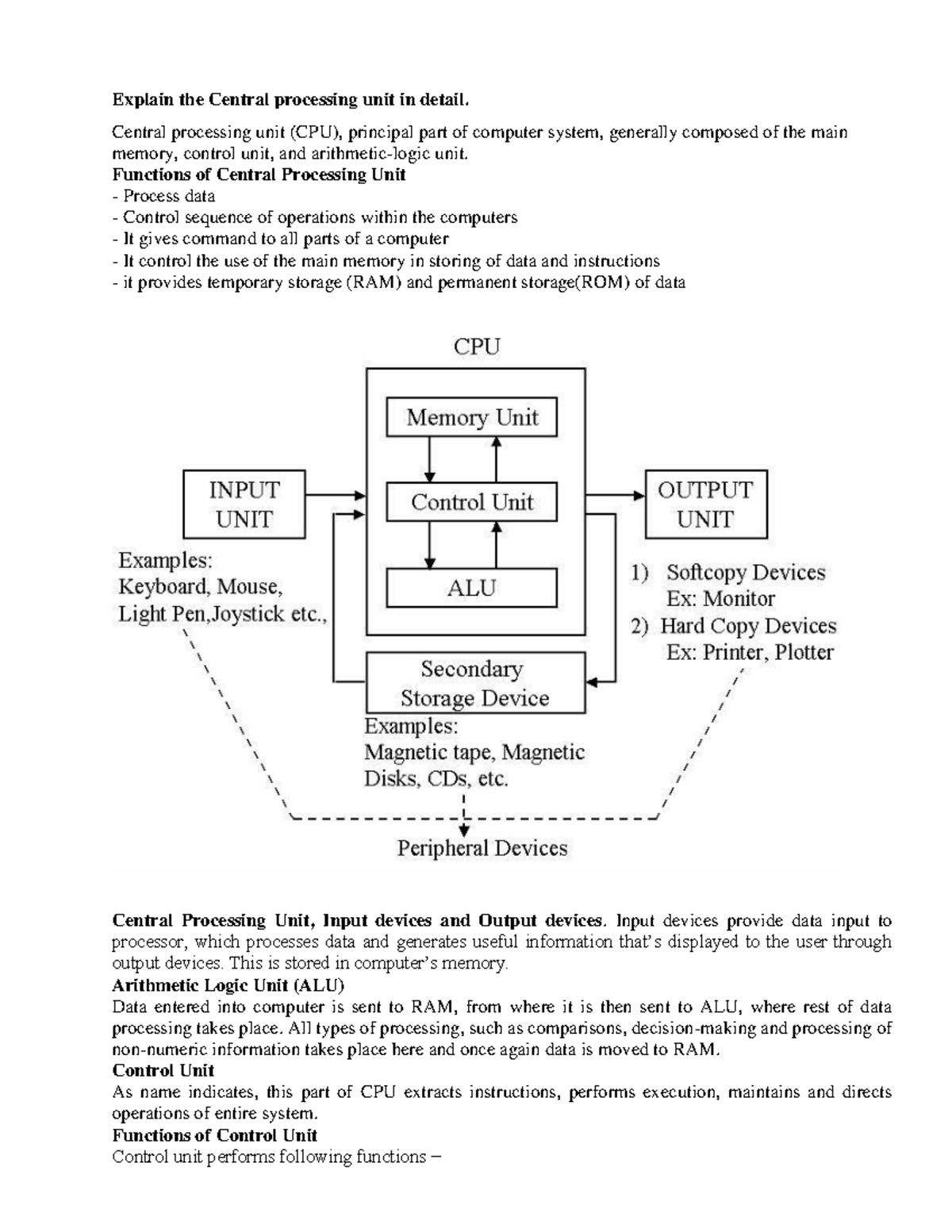 PPS UNIT 1 - Detailed Explanation of the Central Processing Unit (CPU ...