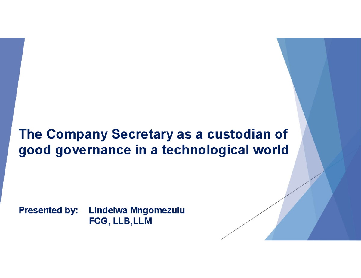 The Role of the Company Secretary in Ensuring Good Governance in Tech ...