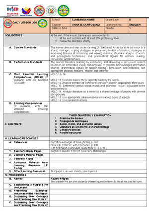 Lesson-plan - matatag curriculum guide dlp - LESSON PLAN for ...