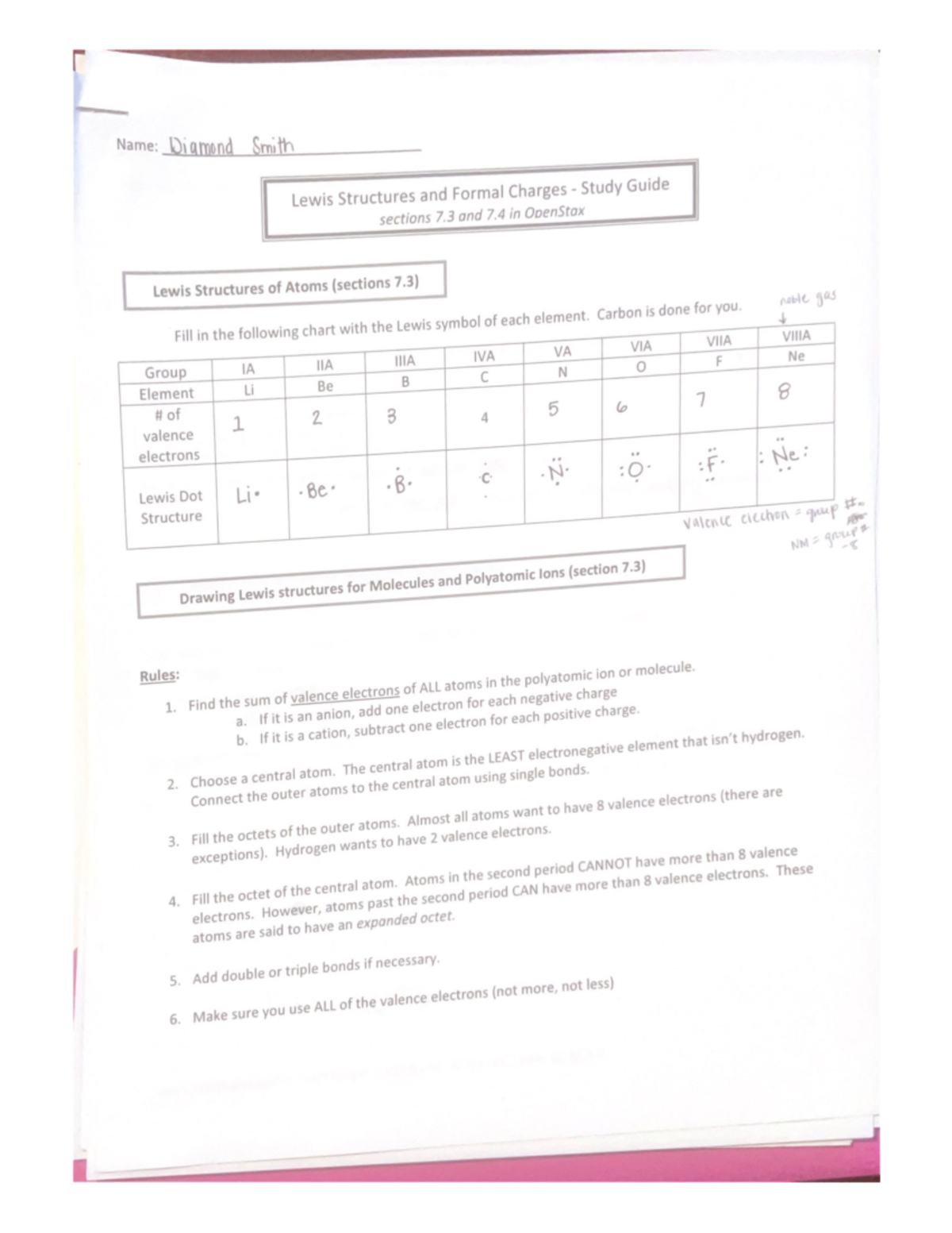 Chapter 7 Study Guide: Lewis Structures and VSEPR Theory Notes - Studocu