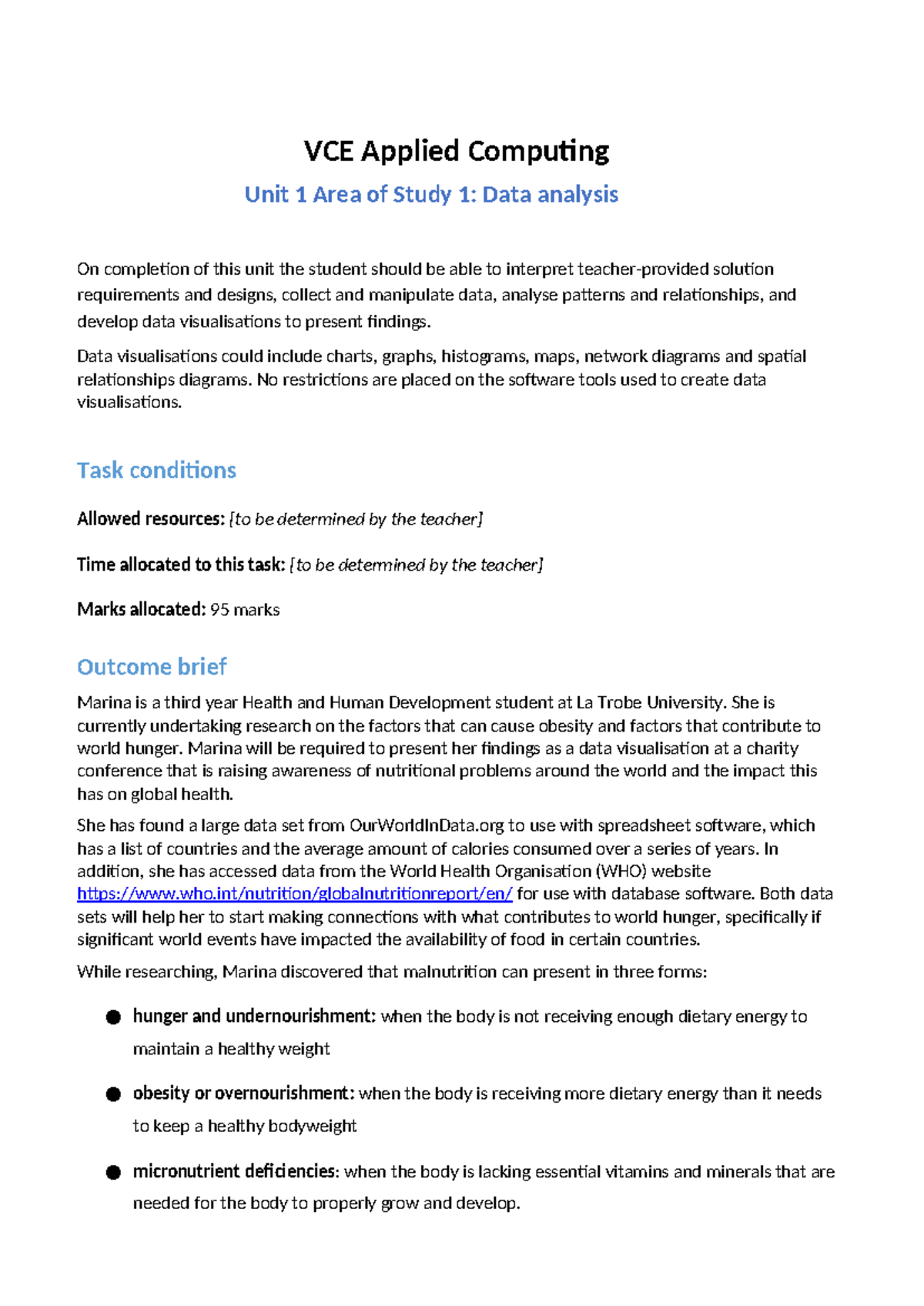 Applied Computing 1&2 Prac SAC: Data Visualisation & Analysis Task Guide - Studocu