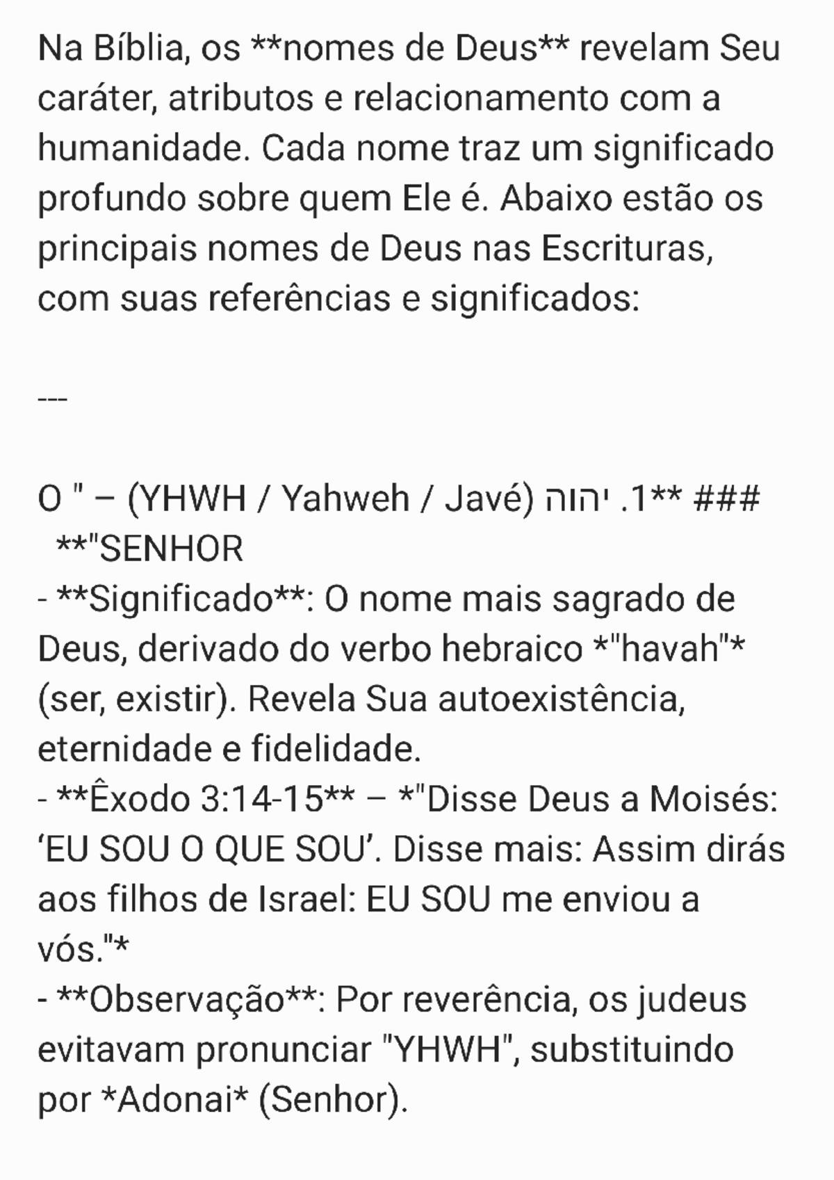 Nomes de Deus na Bíblia: Significados e Referências Essenciais - Studocu