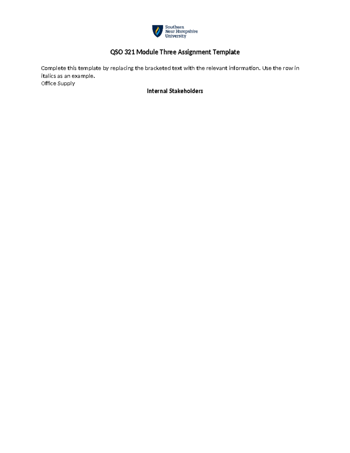 QSO 321 Module Three Assignment - Stakeholder Roles & Influence - Studocu