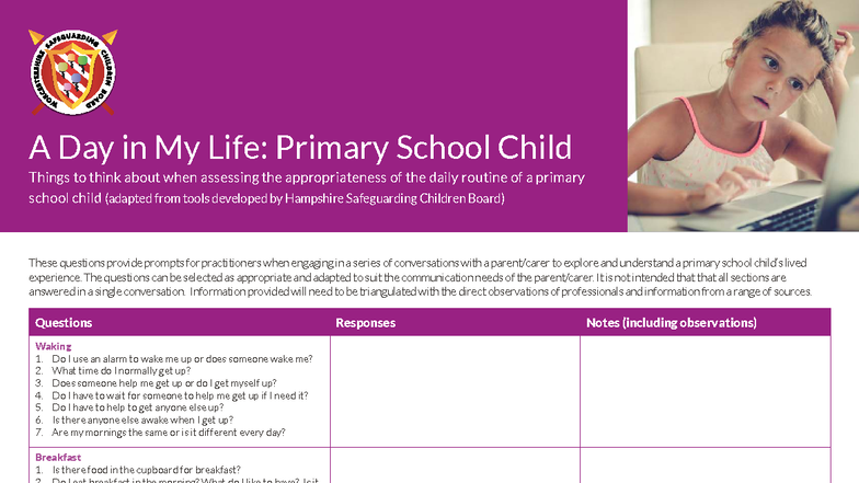 A Day in the Life of a Primary School Child: Daily Routine Assessment ...