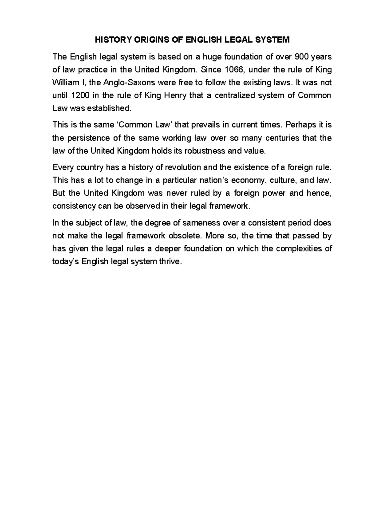 History Origins OF English Legal System - HISTORY ORIGINS OF ENGLISH ...