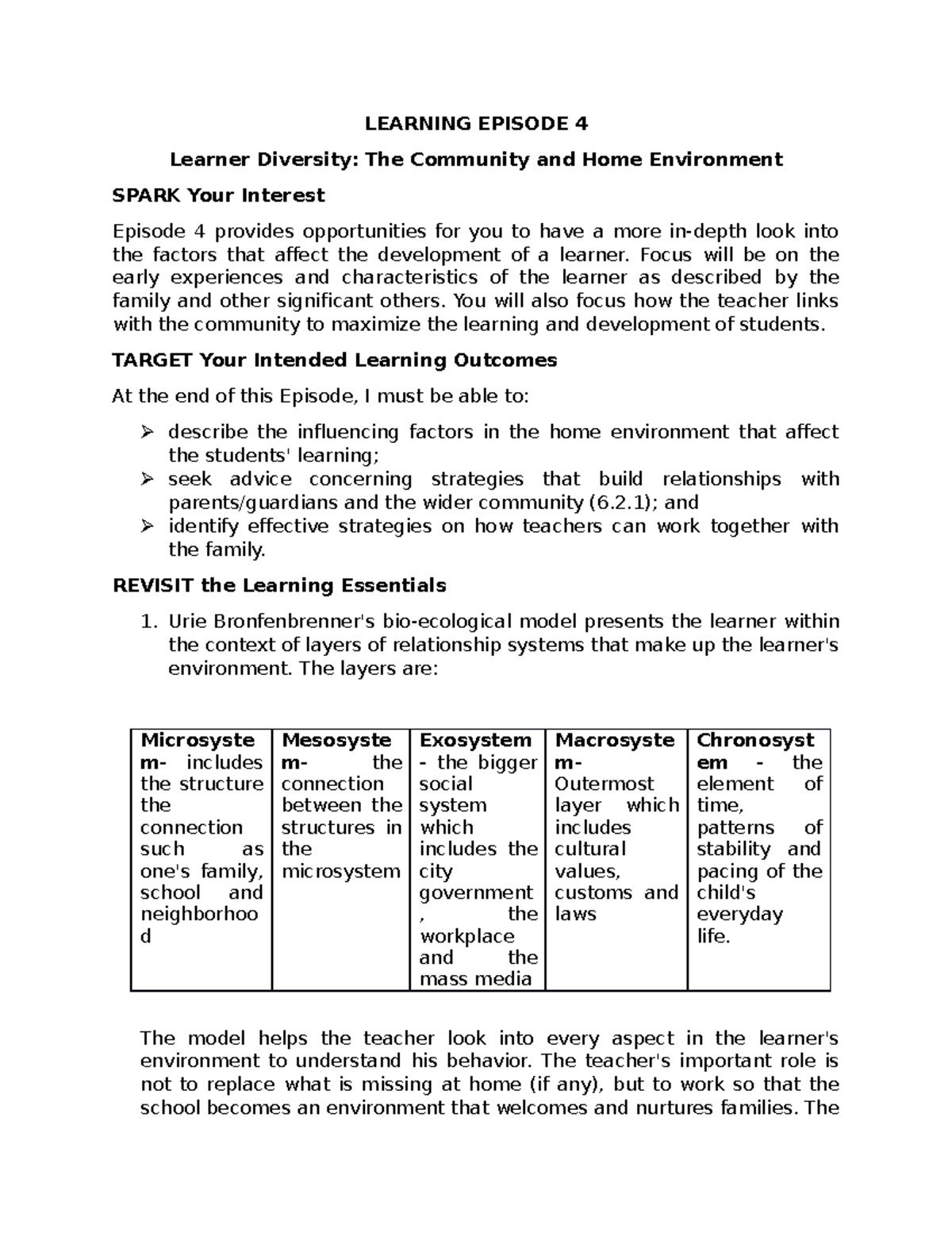 Learner Diversity Field Study - Episode 4 Insights and Analysis - Studocu