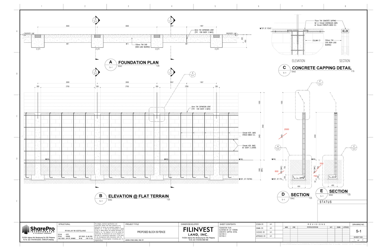 Sample Plan for Fencing Works: Foundation, Elevation & Details - Studocu