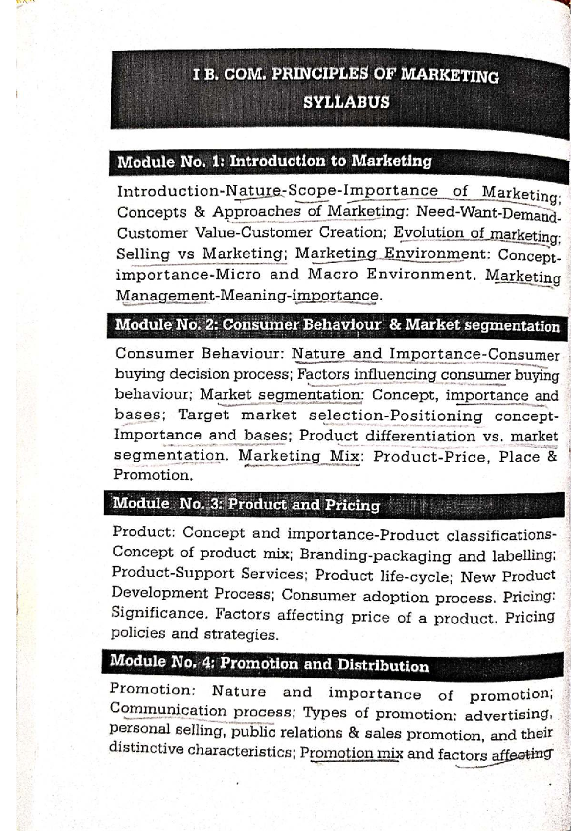 IB. COM. PRINCIPLES OF MARKETING SYLLABUS Overview and Modules - Studocu