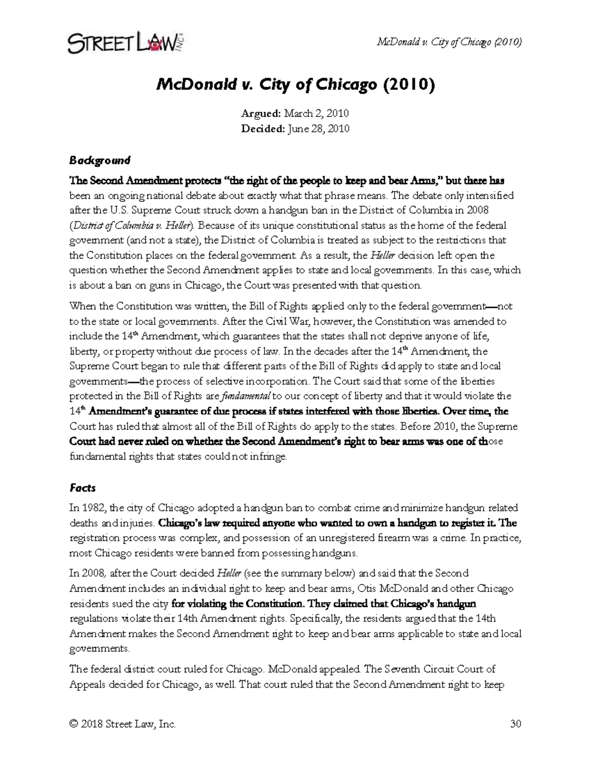 McDonald v. City of Chicago (2010): Second Amendment Incorporation ...