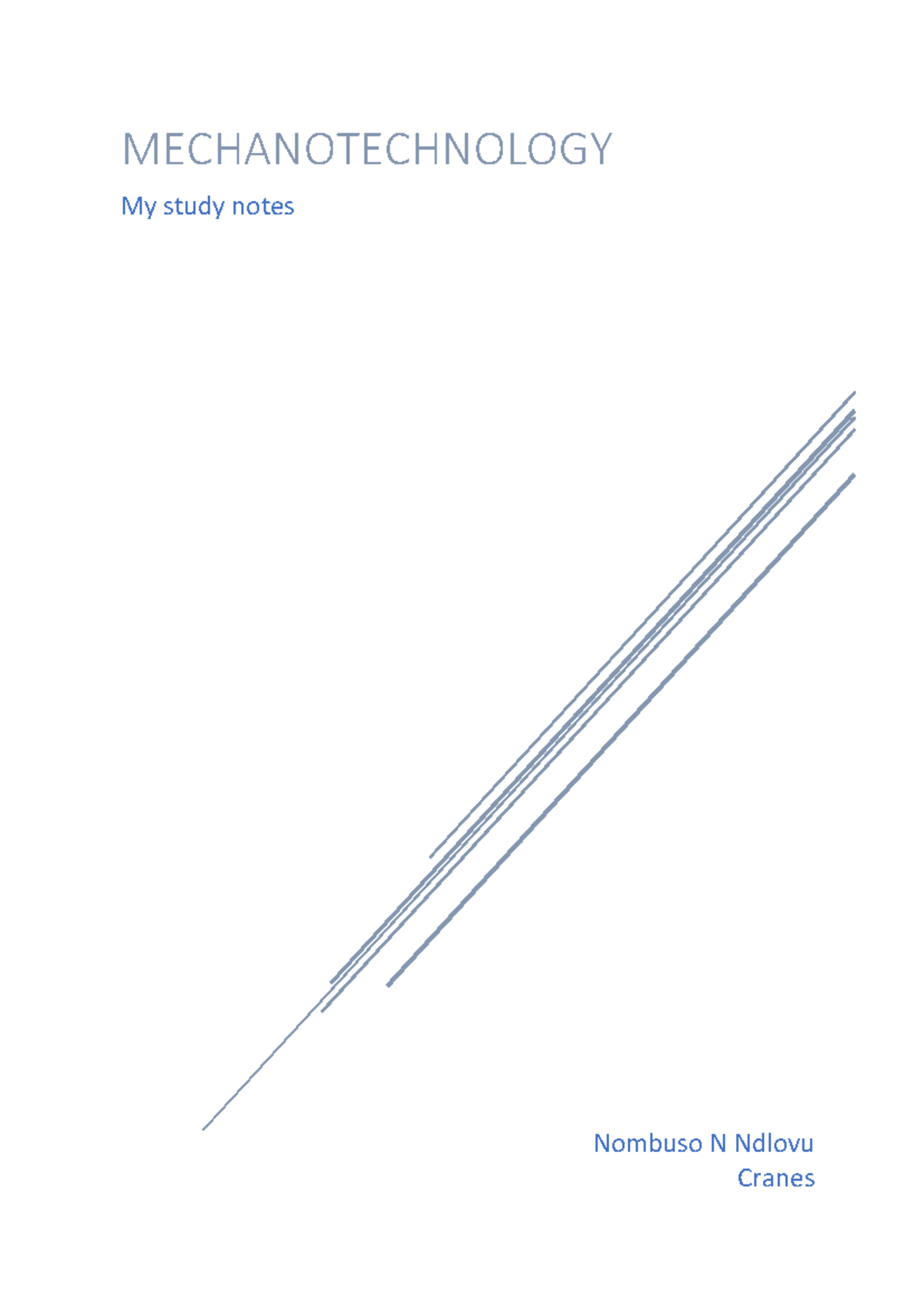 MECH 301: Study Notes on Cranes and Their Mechanotechnology - Studocu