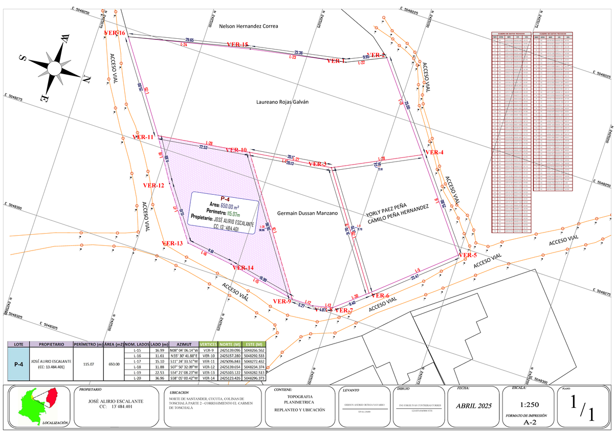 Topographic and Planimetric Survey for JOSÈ Alirio Escalante - VIA ...