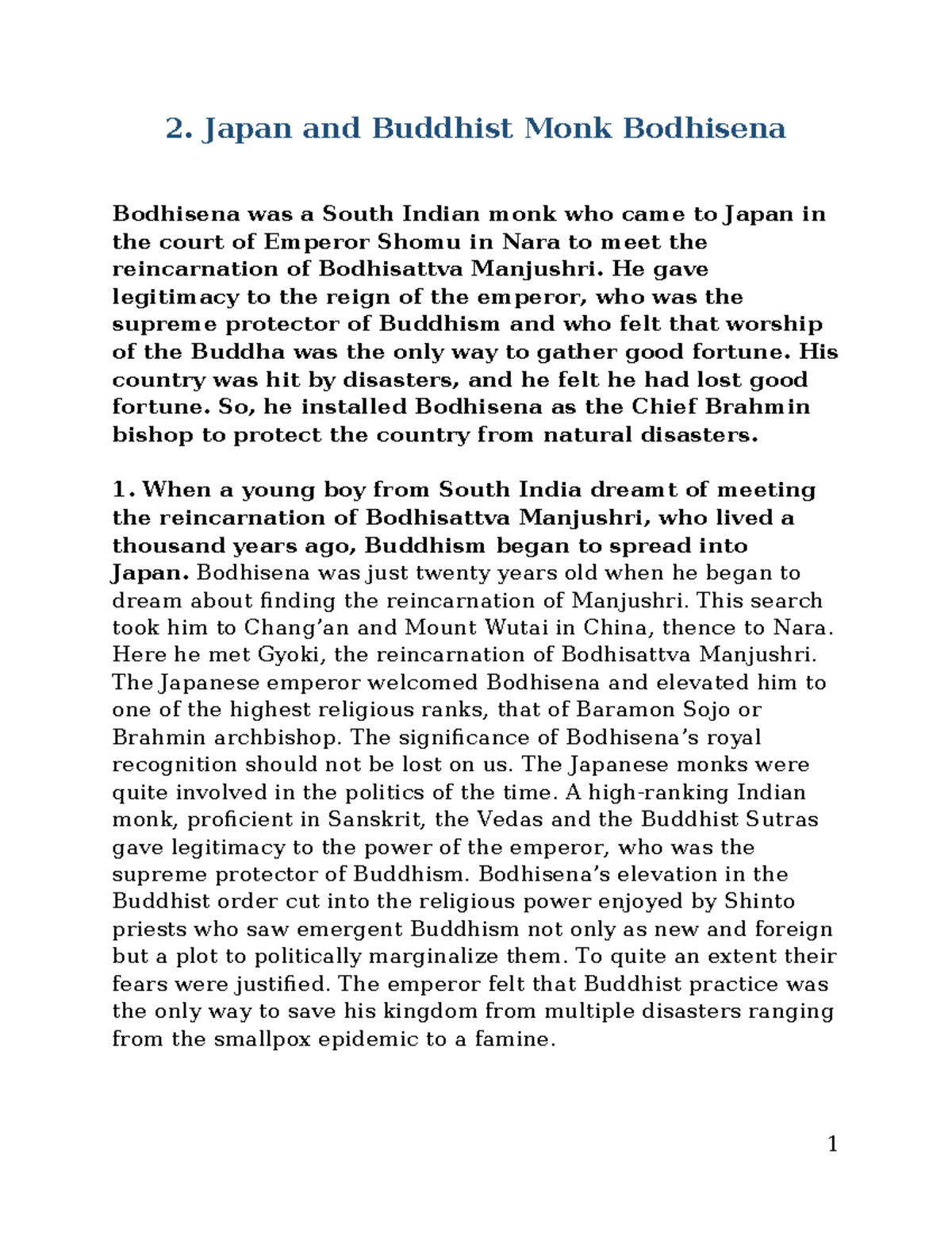 2. The Influence of Bodhisena on Japanese Buddhism and Culture - Studocu