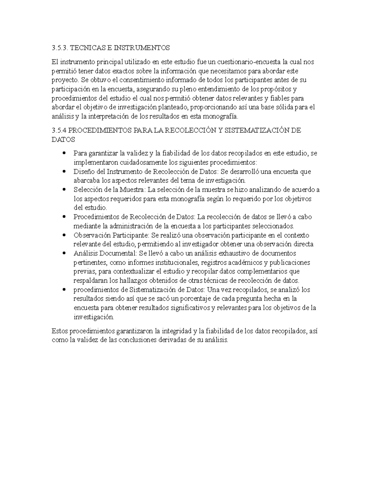 3.5.3 Técnicas e Instrumentos de Recolección de Datos en Filo 1 - Studocu