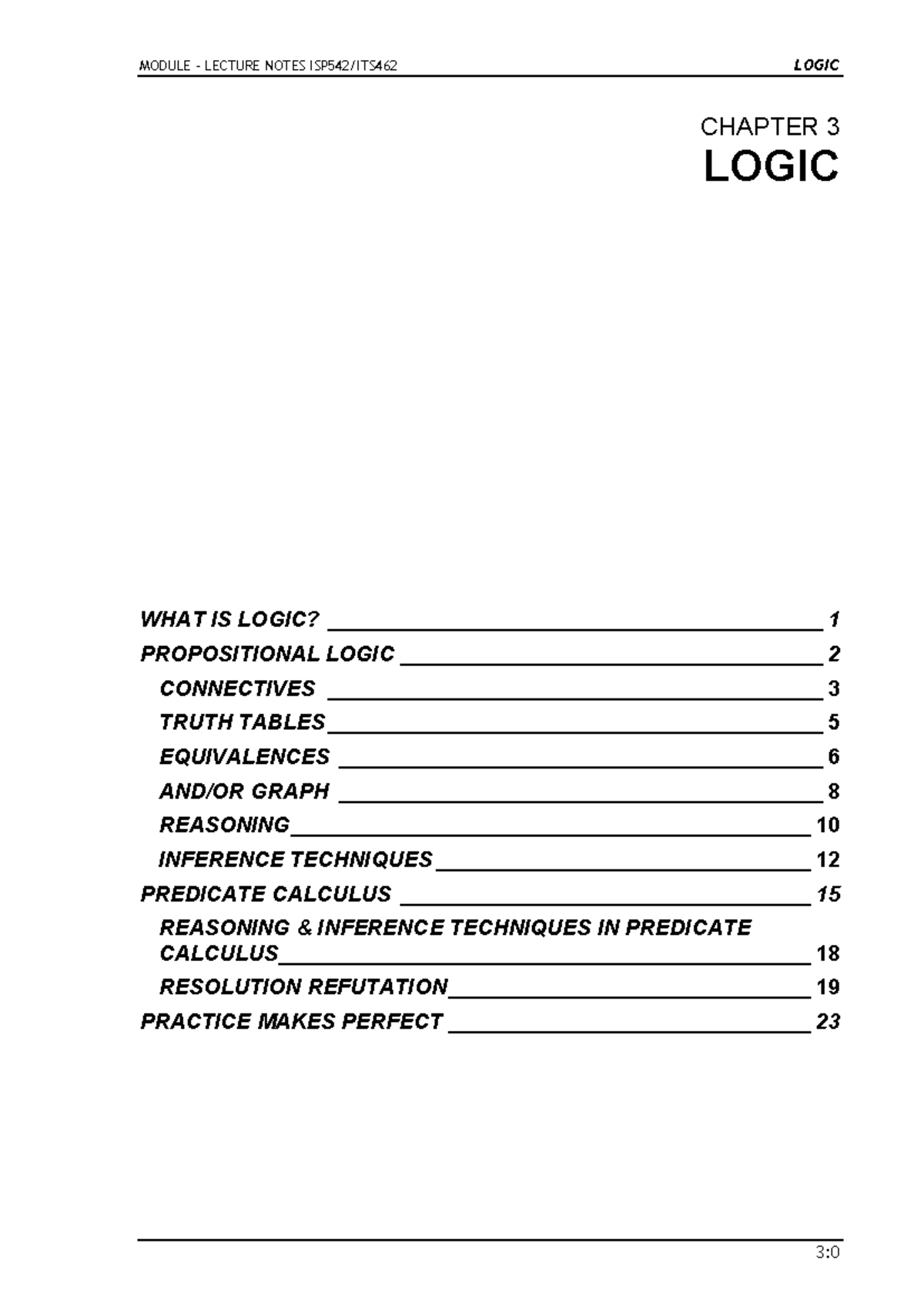 Chapter 3 Logic: Propositional and Predicate Calculus Notes - Studocu