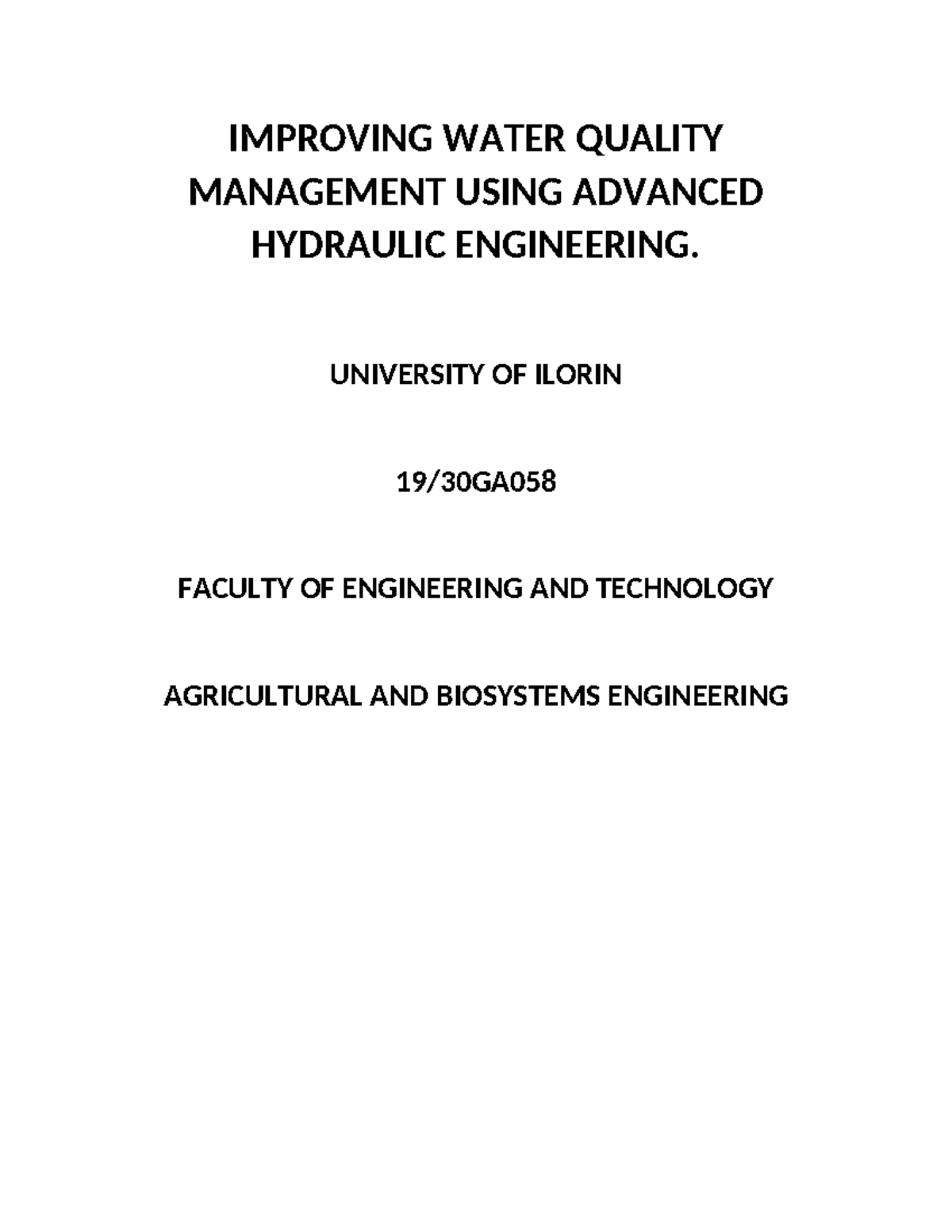 ABE 527: Advanced Hydraulic Engineering for Water Quality Management ...