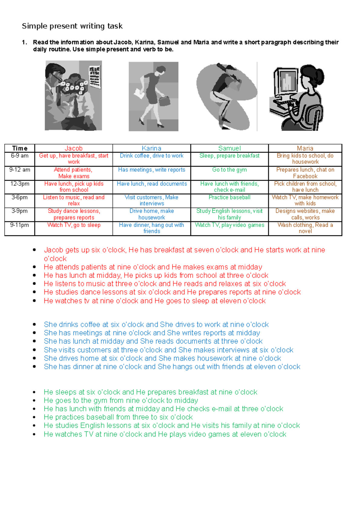 Simple Present Writing Task (Inglés II - H0150) - Studocu