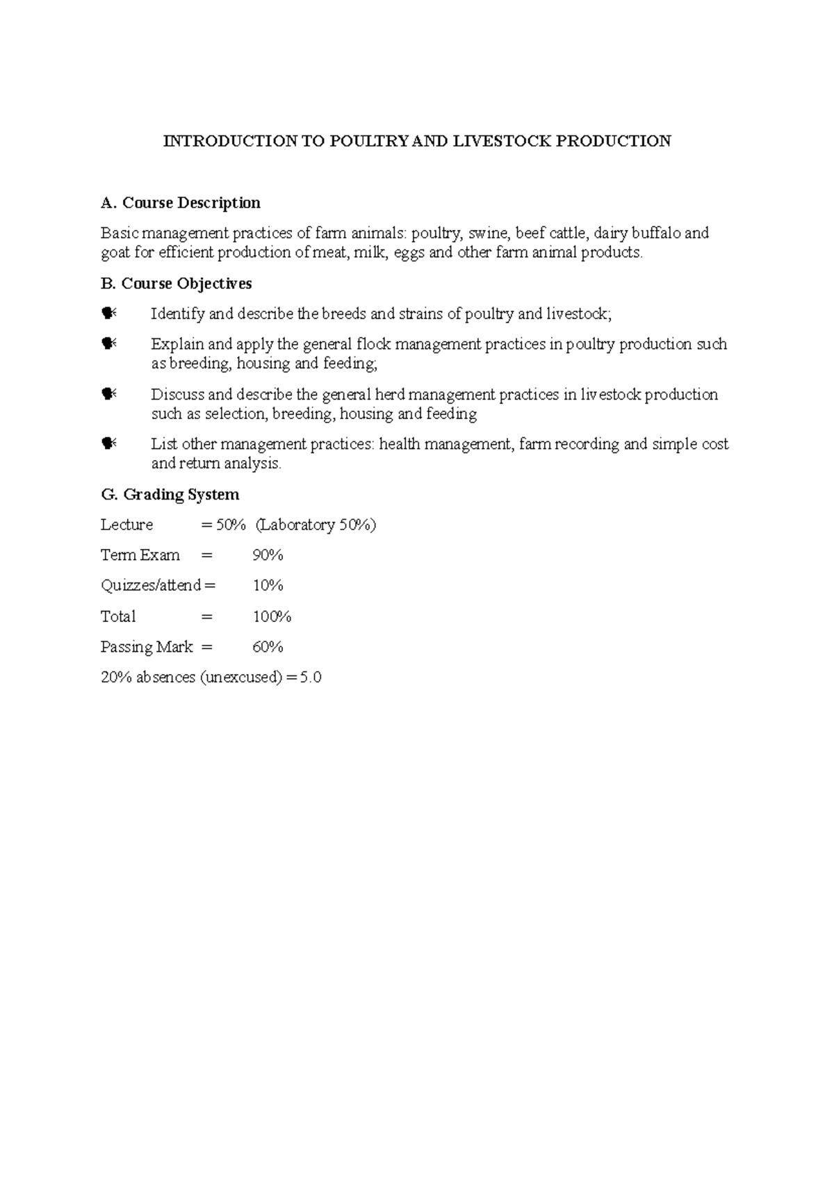 Introduction TO Poultry AND Livestock Production - INTRODUCTION TO ...