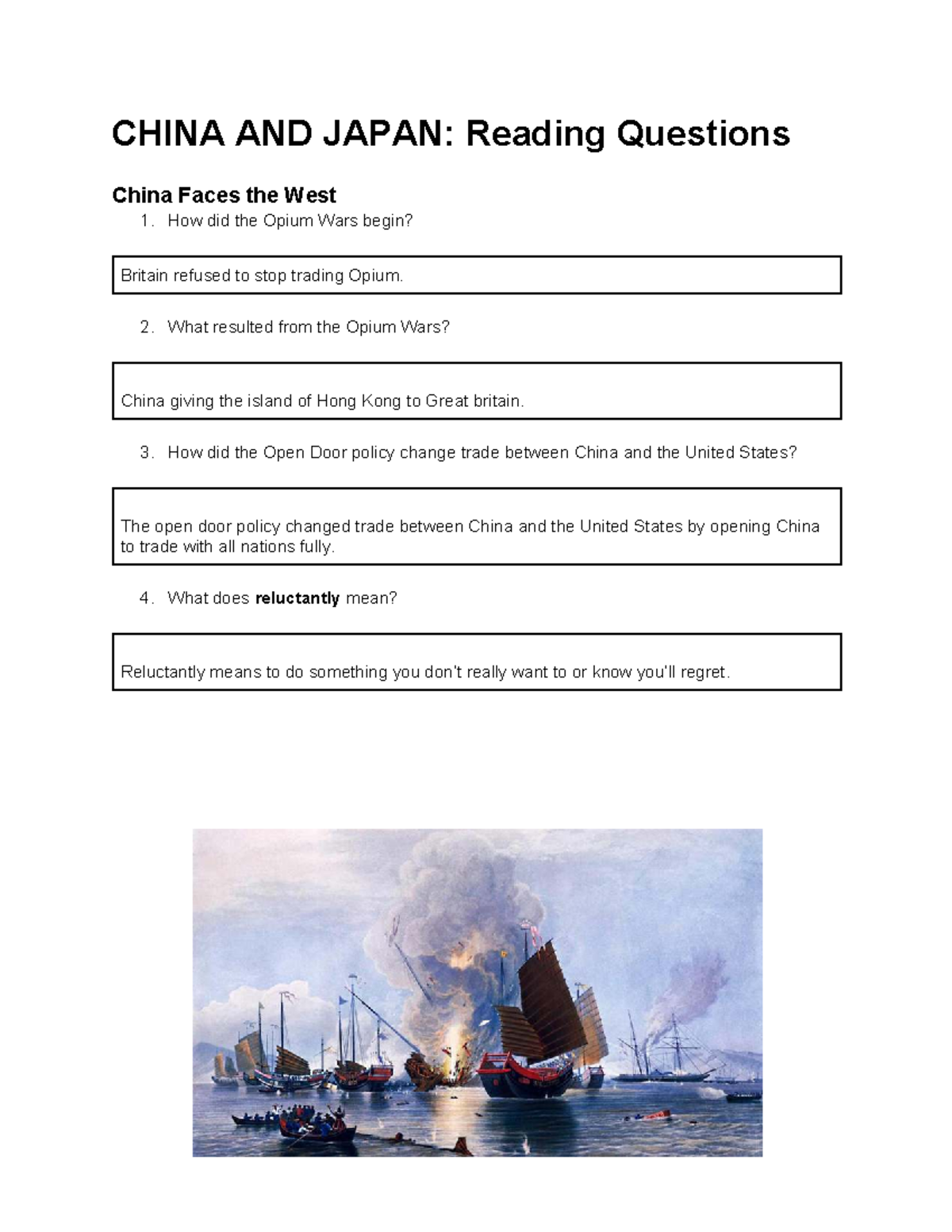 CHINA AND JAPAN: Reading Questions on Opium Wars & Trade - Studocu