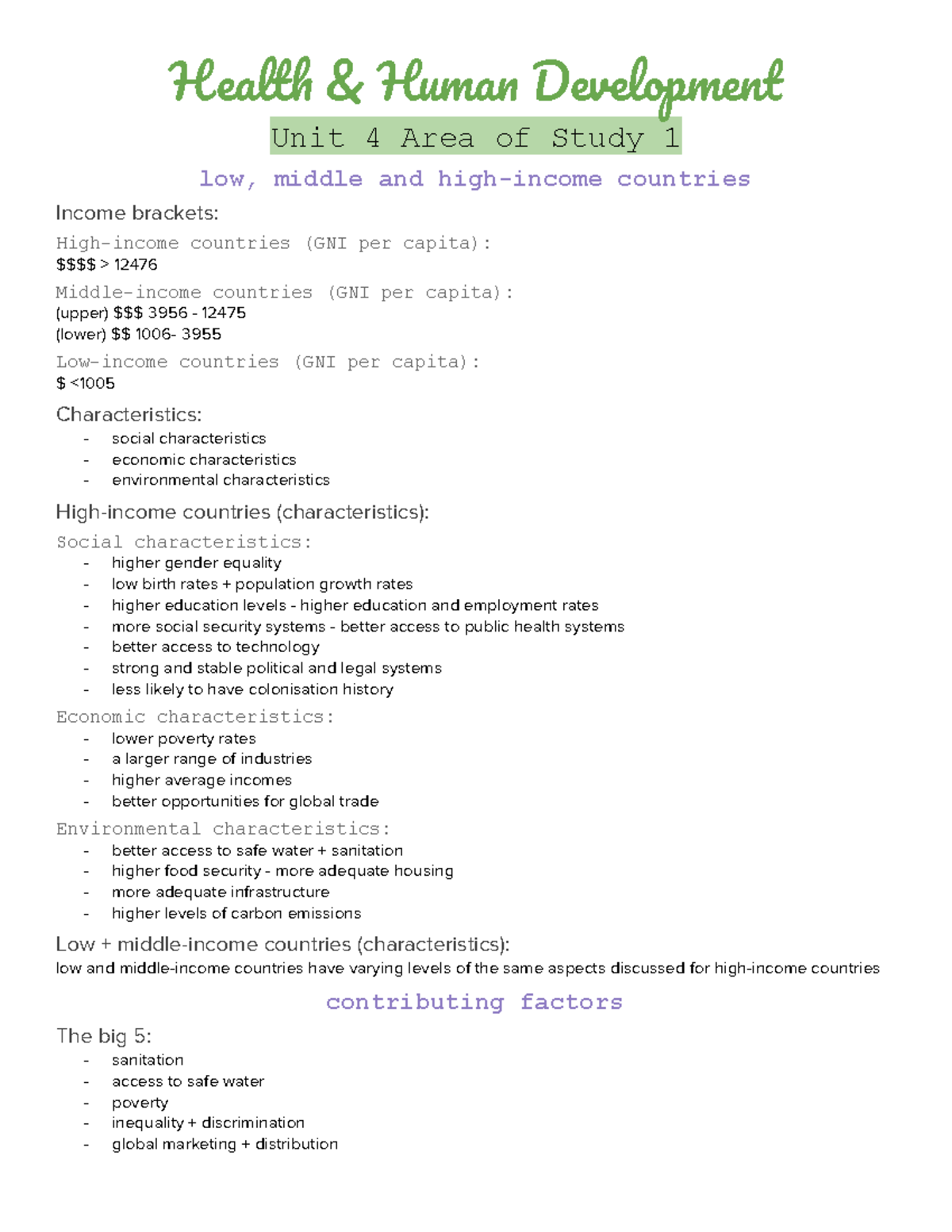 Unit 4 AOS 1 - Comprehensive Health & Human Development Notes - Studocu