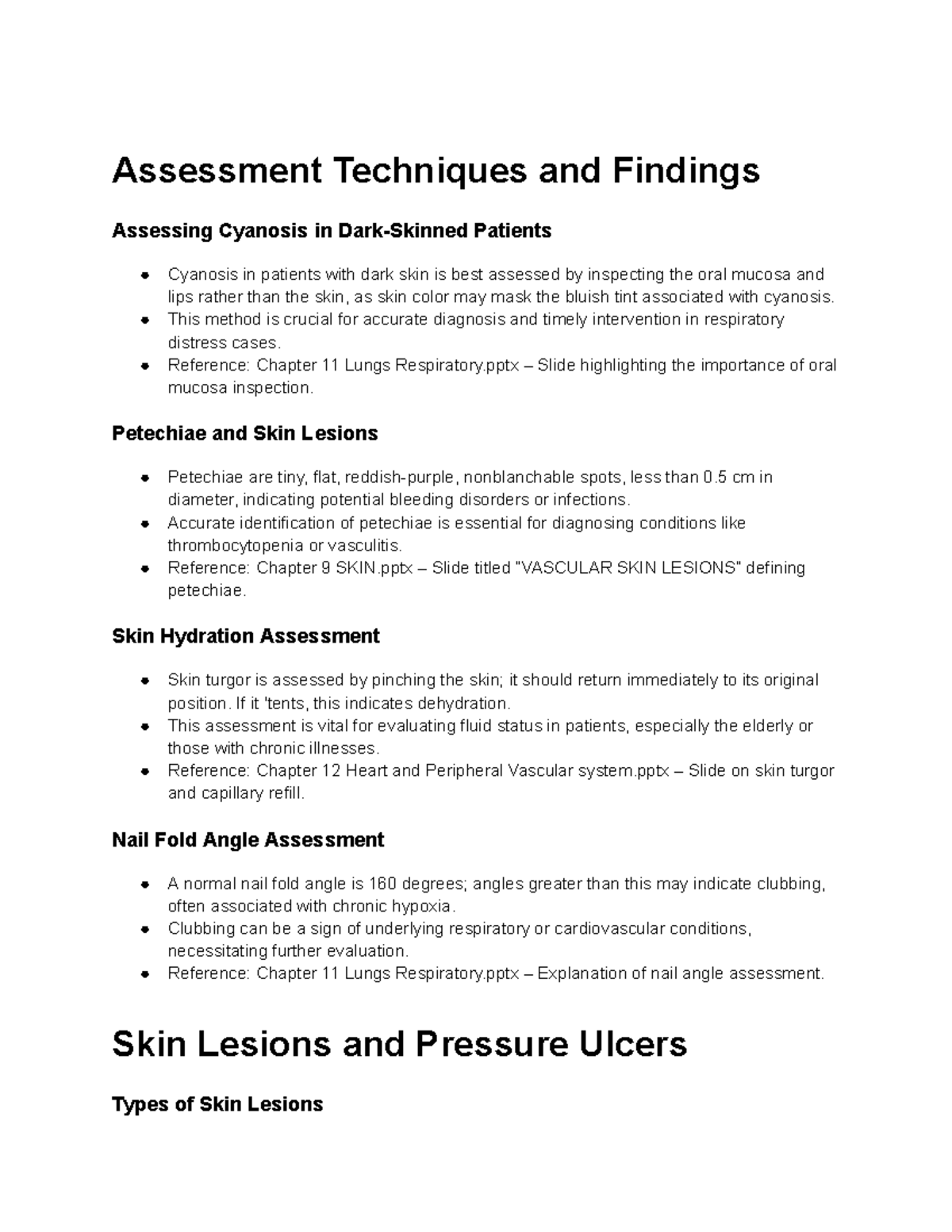 Assessment Techniques and Findings in Nursing (NUR 101) - Studocu
