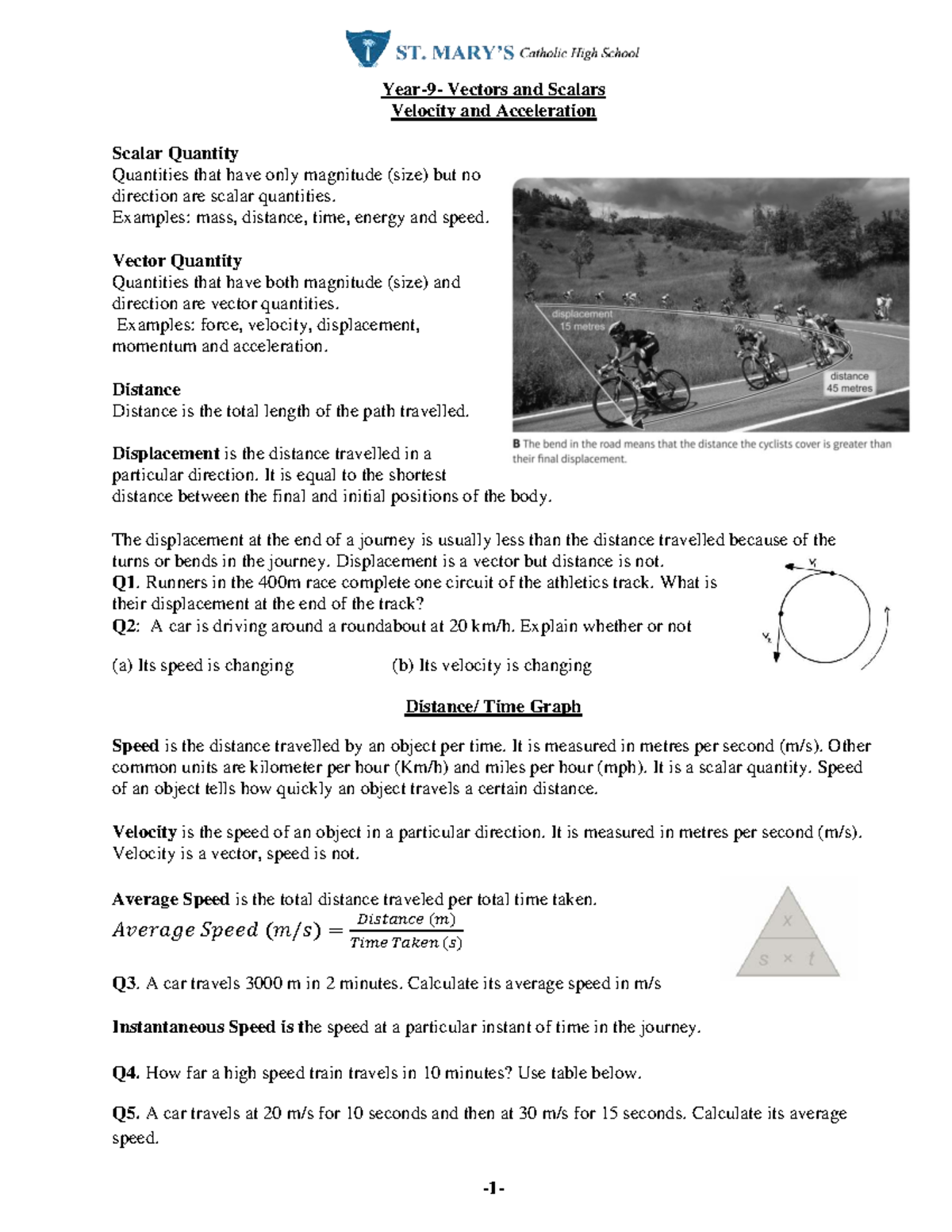 Grade 9 Physics Notes: Vectors, Scalars, Forces, and Motion Concepts ...