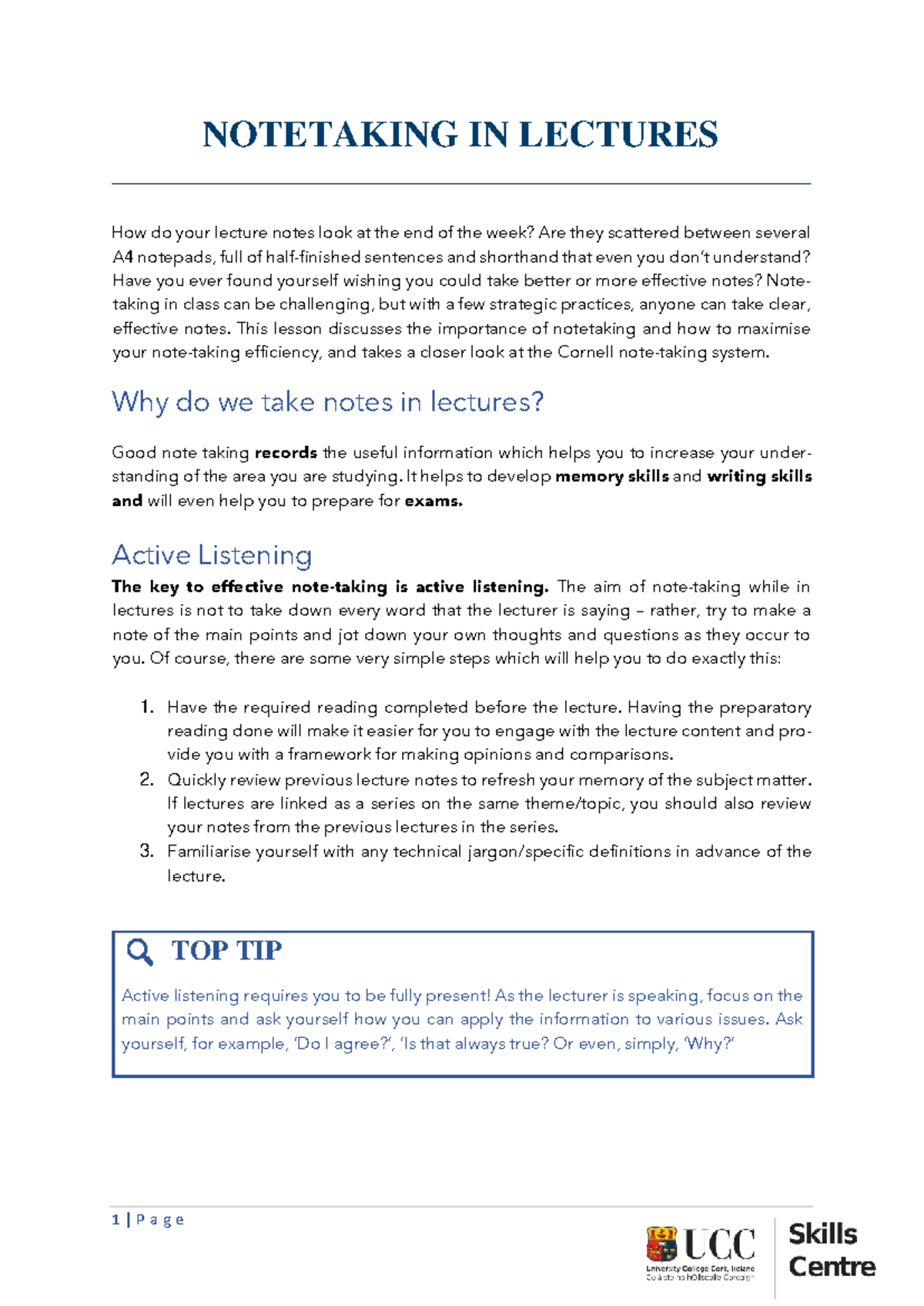 Effective Notetaking Strategies in Lectures: A Guide - Studocu