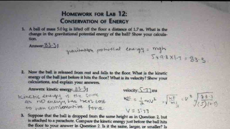Lab 12 Concervation of Energy - ltmllWO t FOIi 1M 12: CONIIIIVATIONOf ...