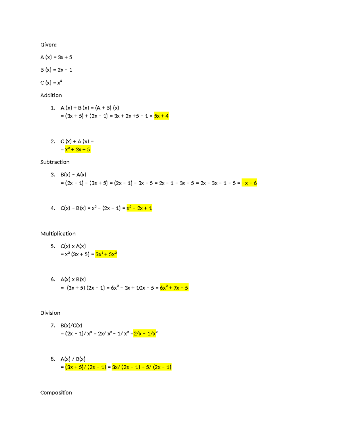 Management Science - Notes on Polynomial Operations - Studocu
