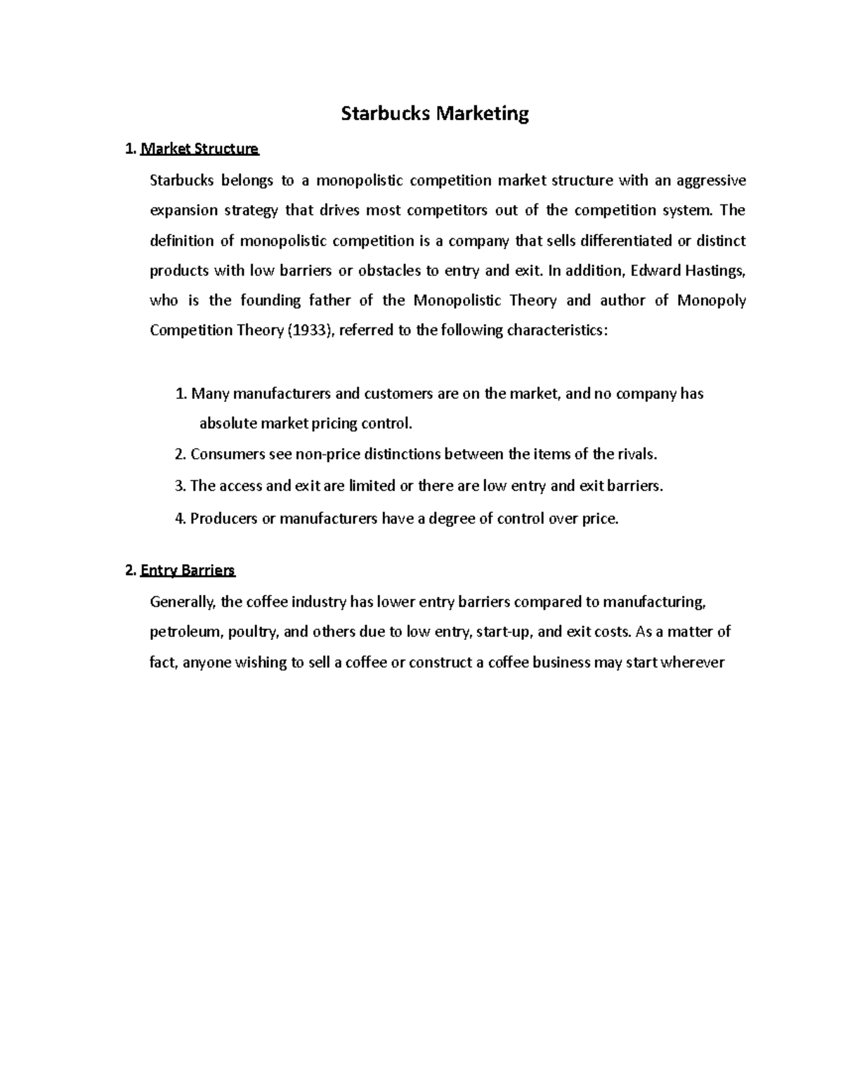 Marketing Strategies of Starbucks: A Monopolistic Approach - Studocu