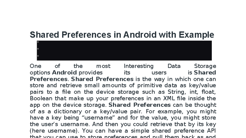 Shared Preferences in Android: A Comprehensive Guide with Example - Studocu