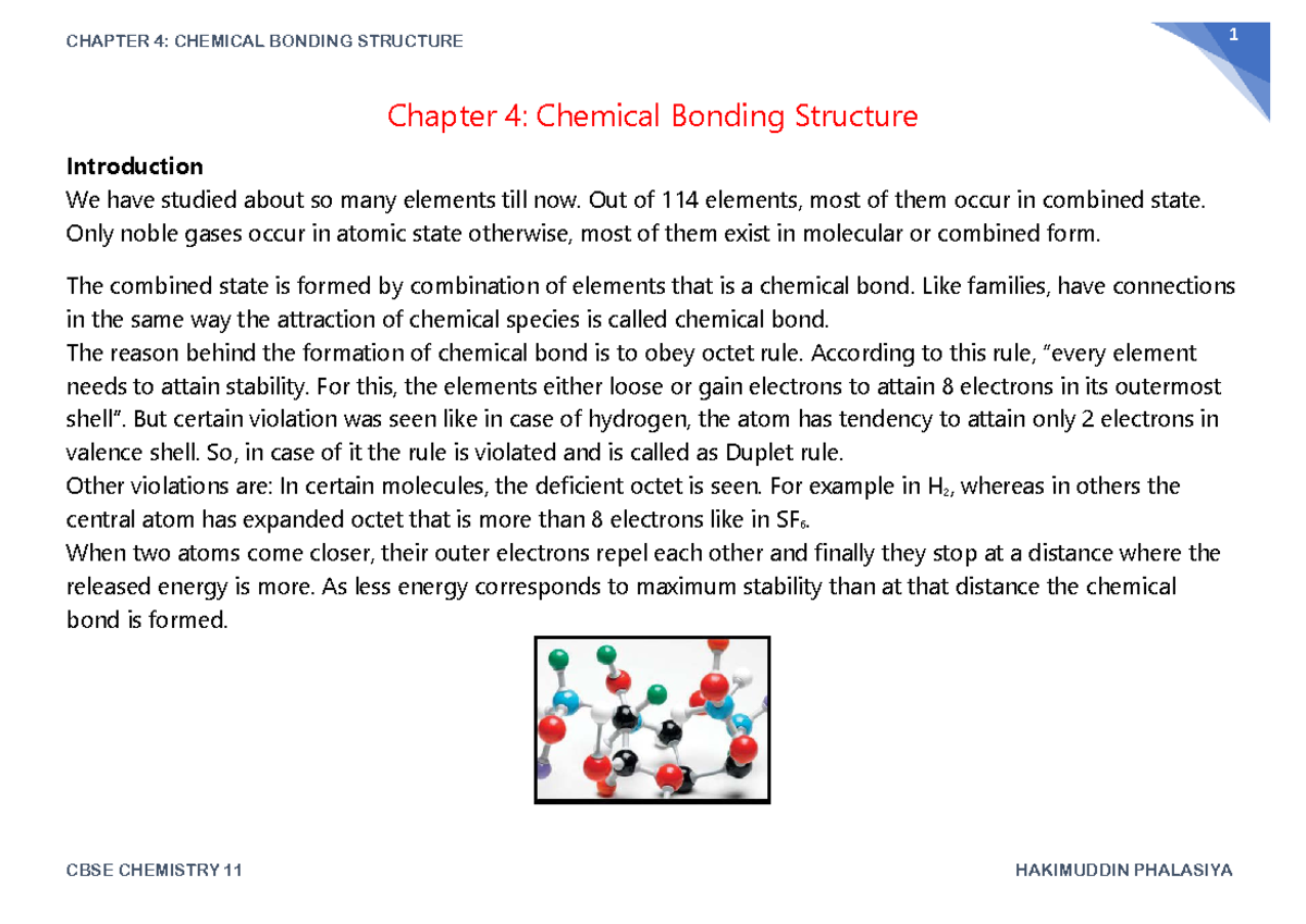 Chapter 4-Chemistry Chemical Bonding Structure-ef - CHAPTER 4: CHEMICAL ...