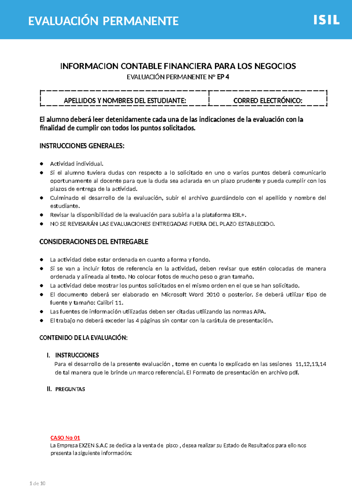 Evaluación Permanente N° EP4: Información Contable para Negocios - Studocu