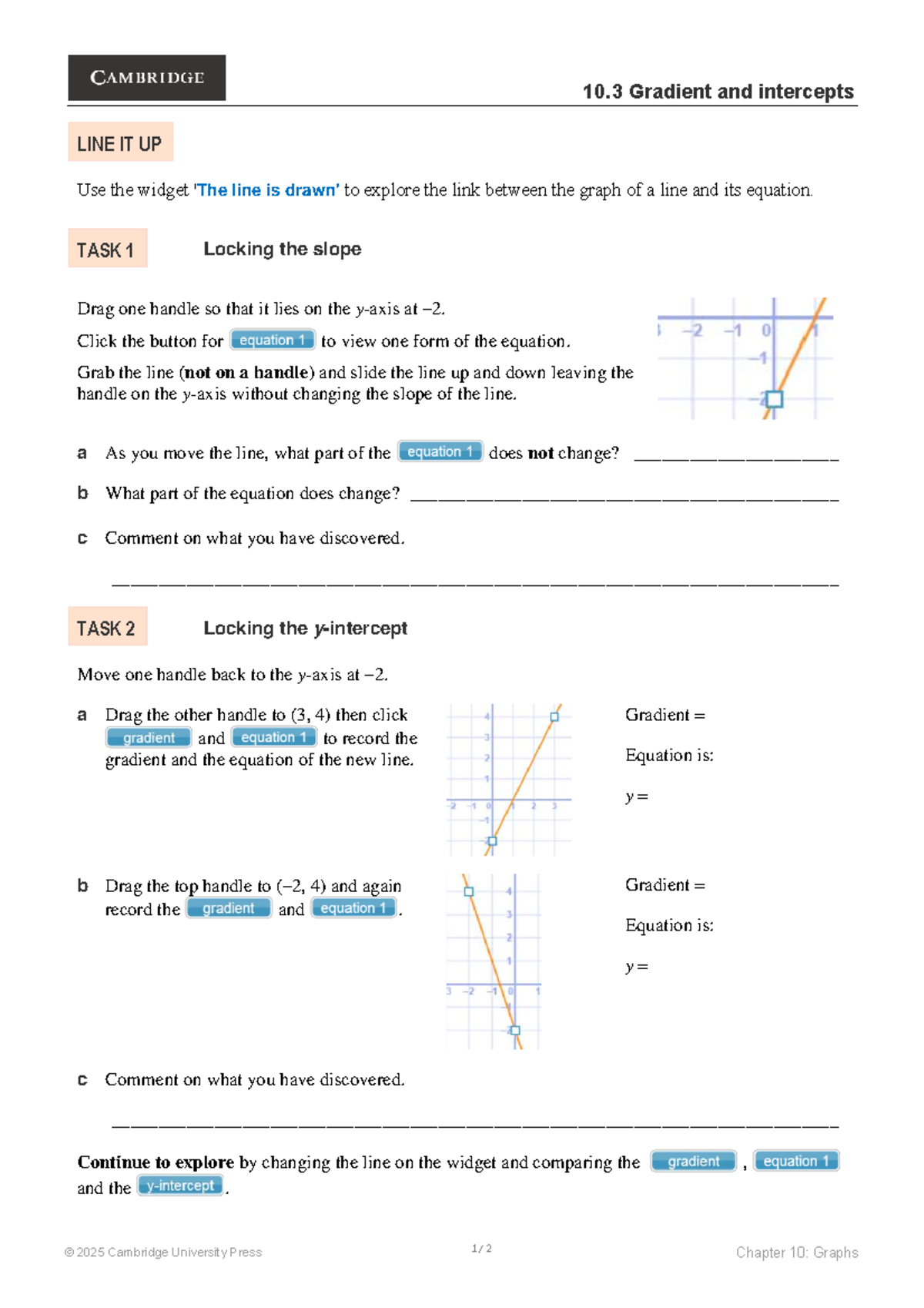 10.3 Graphs: Exploring Gradient and Intercepts in Line Equations - Studocu