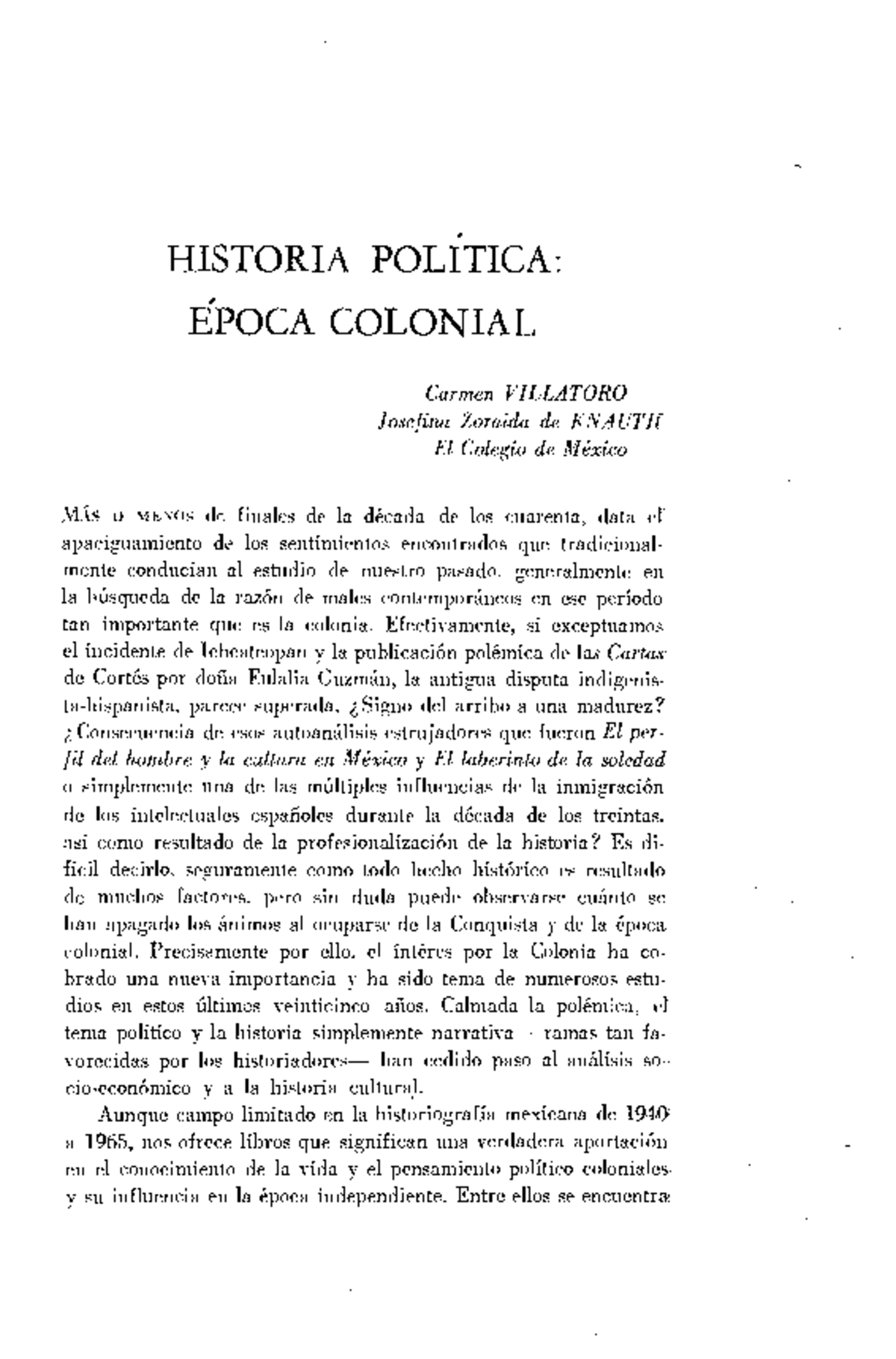 HISTORIA POLÍTICA: ANÁLISIS DE LA ÉPOCA COLONIAL - Studocu