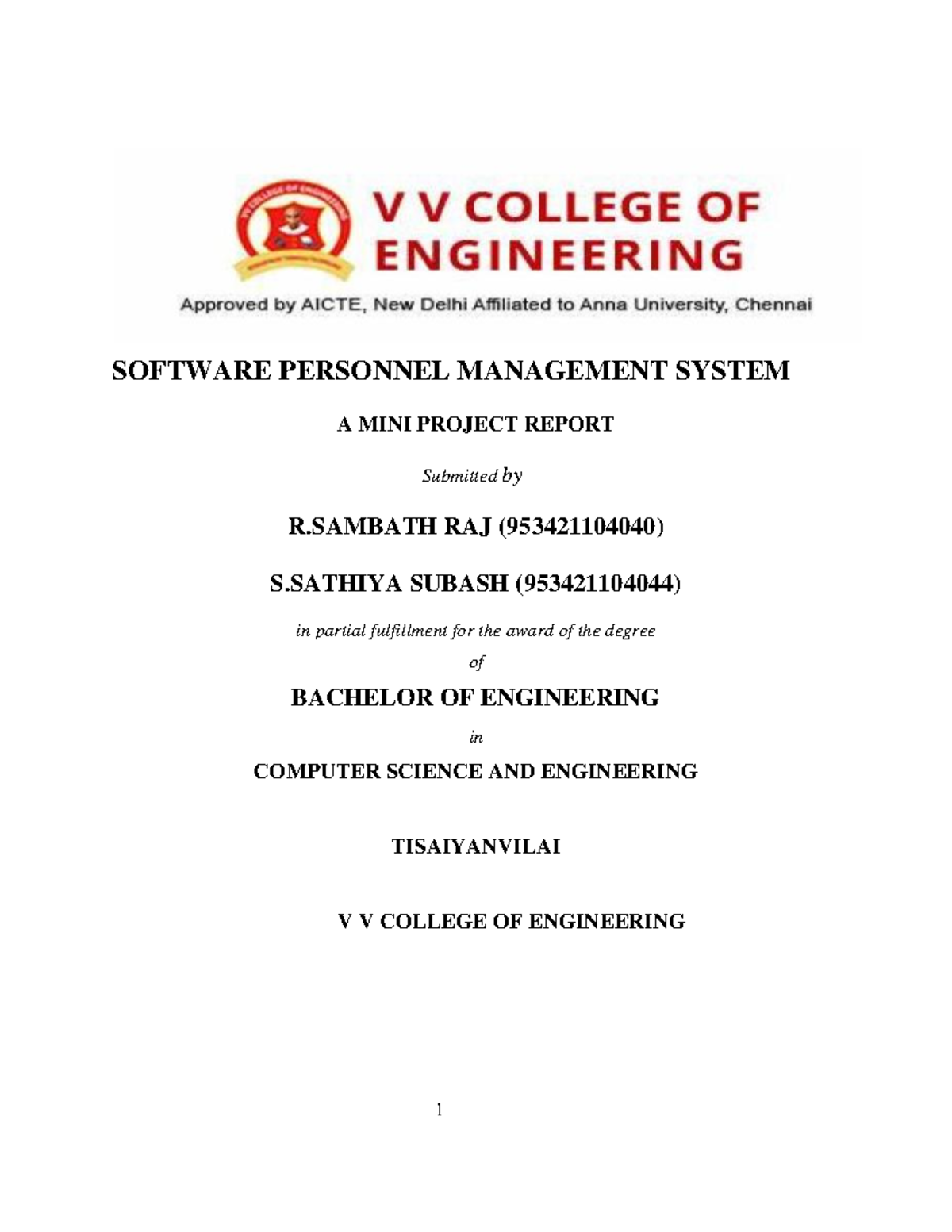 SPMS: Final Year Mini Project Report on Software Personnel Management System - Studocu