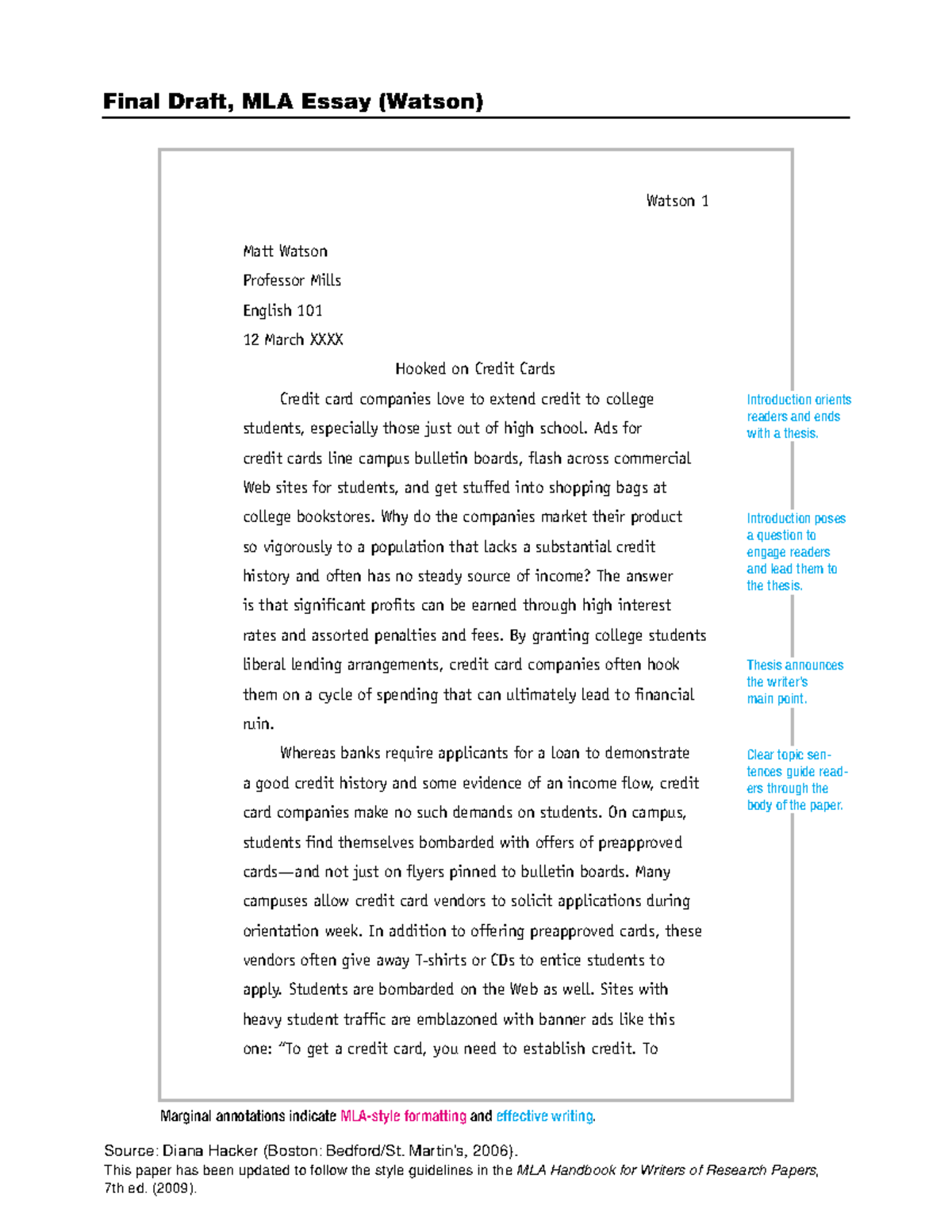 Final Draft, MLA Essay: Hooked on Credit Cards (ENG 101) - Studocu